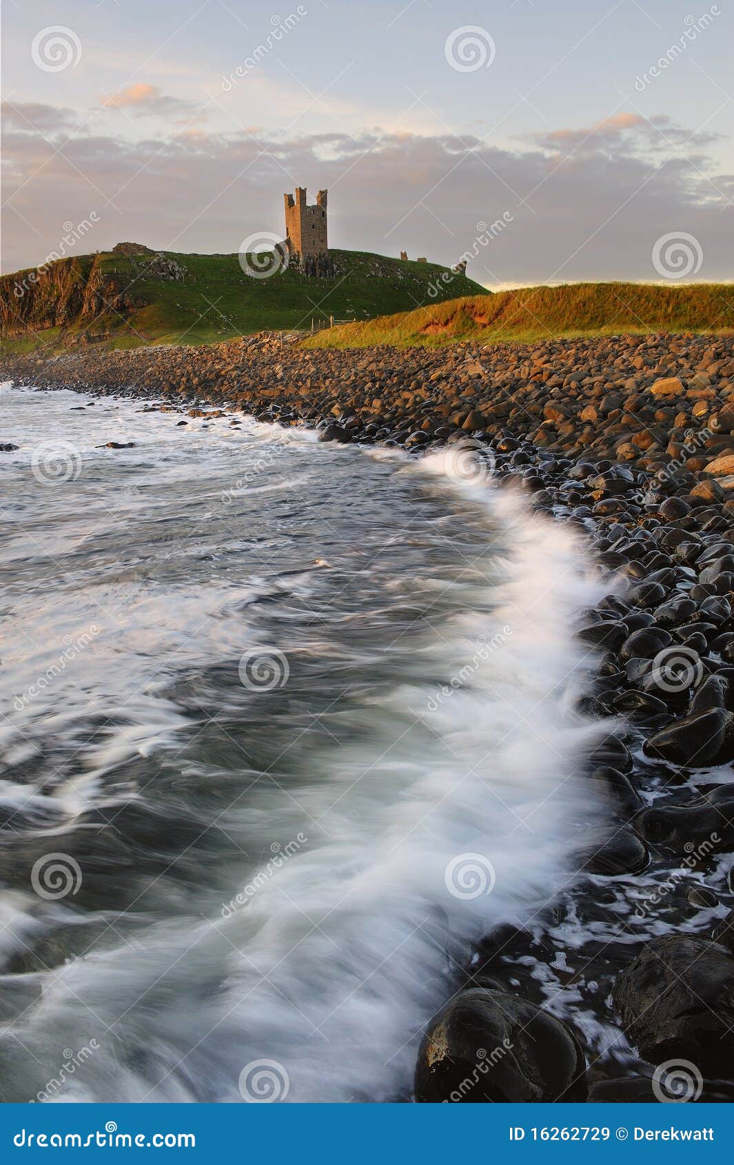 Dawn At Castle Overlook In Small Coastal Town Royalty-Free Stock ...