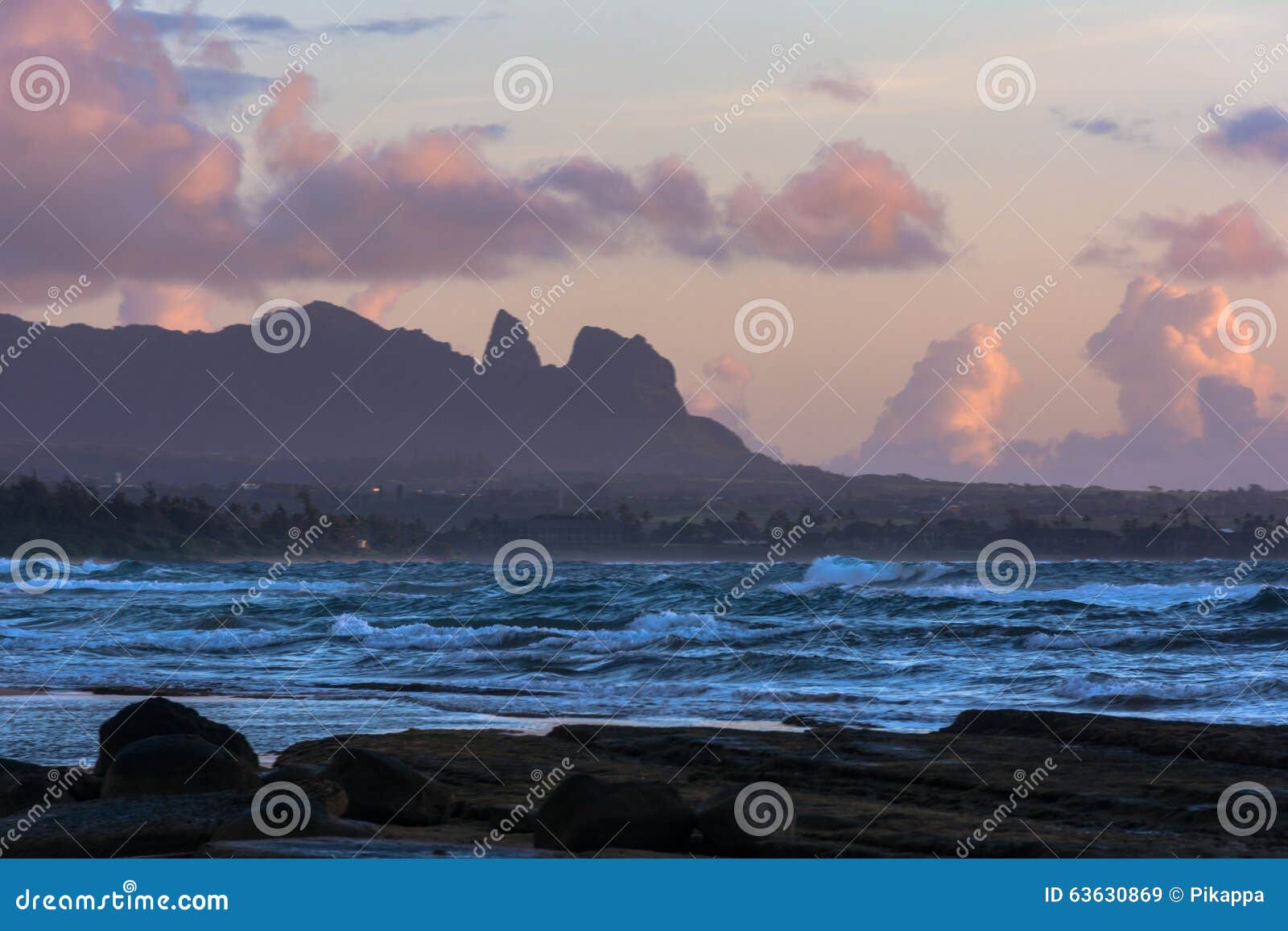 Dawn at Kauai, Hawaii stock image. Image of cloudscape - 63630869