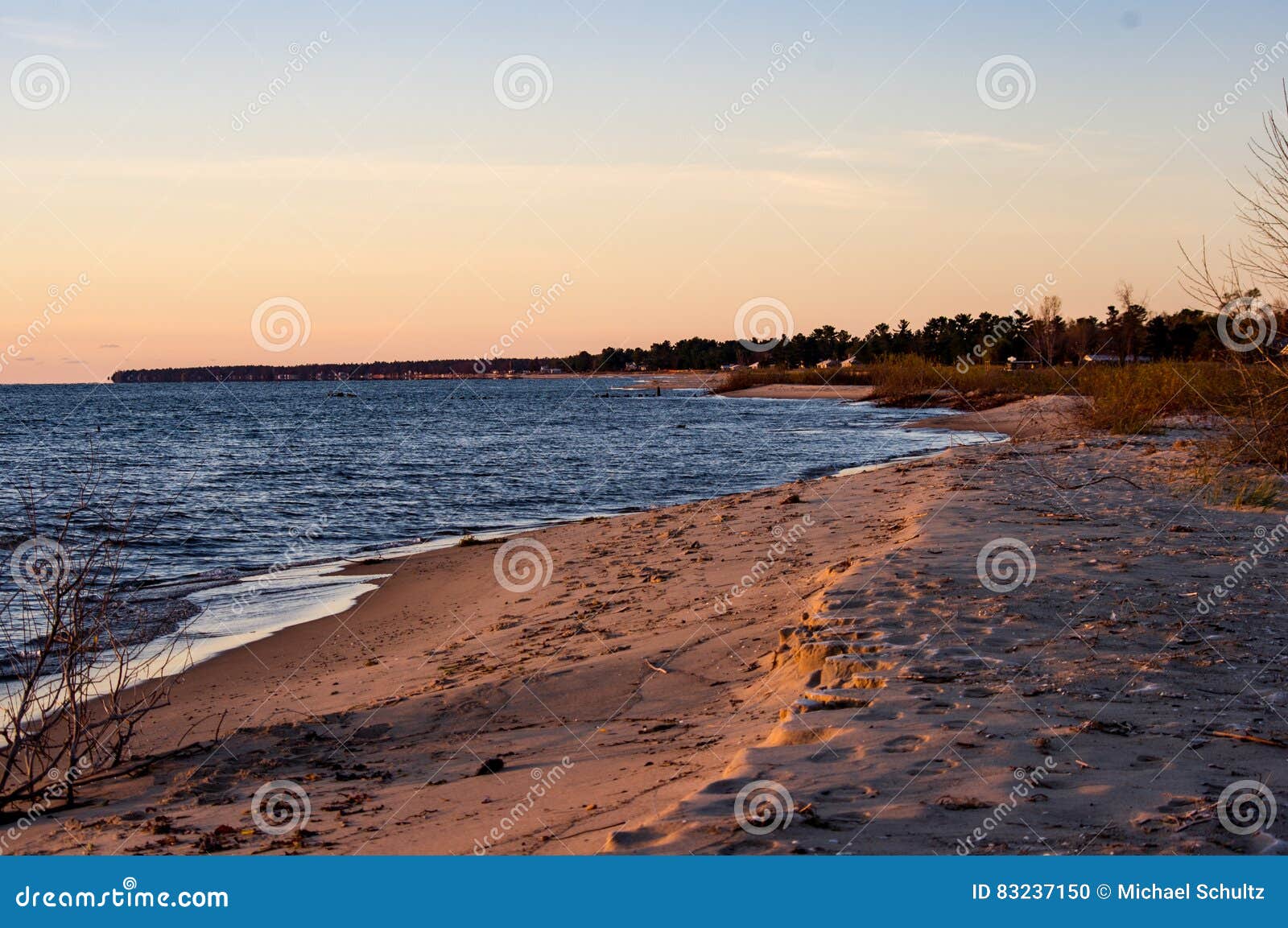 Dawn on lake Huron. stock photo. Image of shoreline, horizon - 83237150