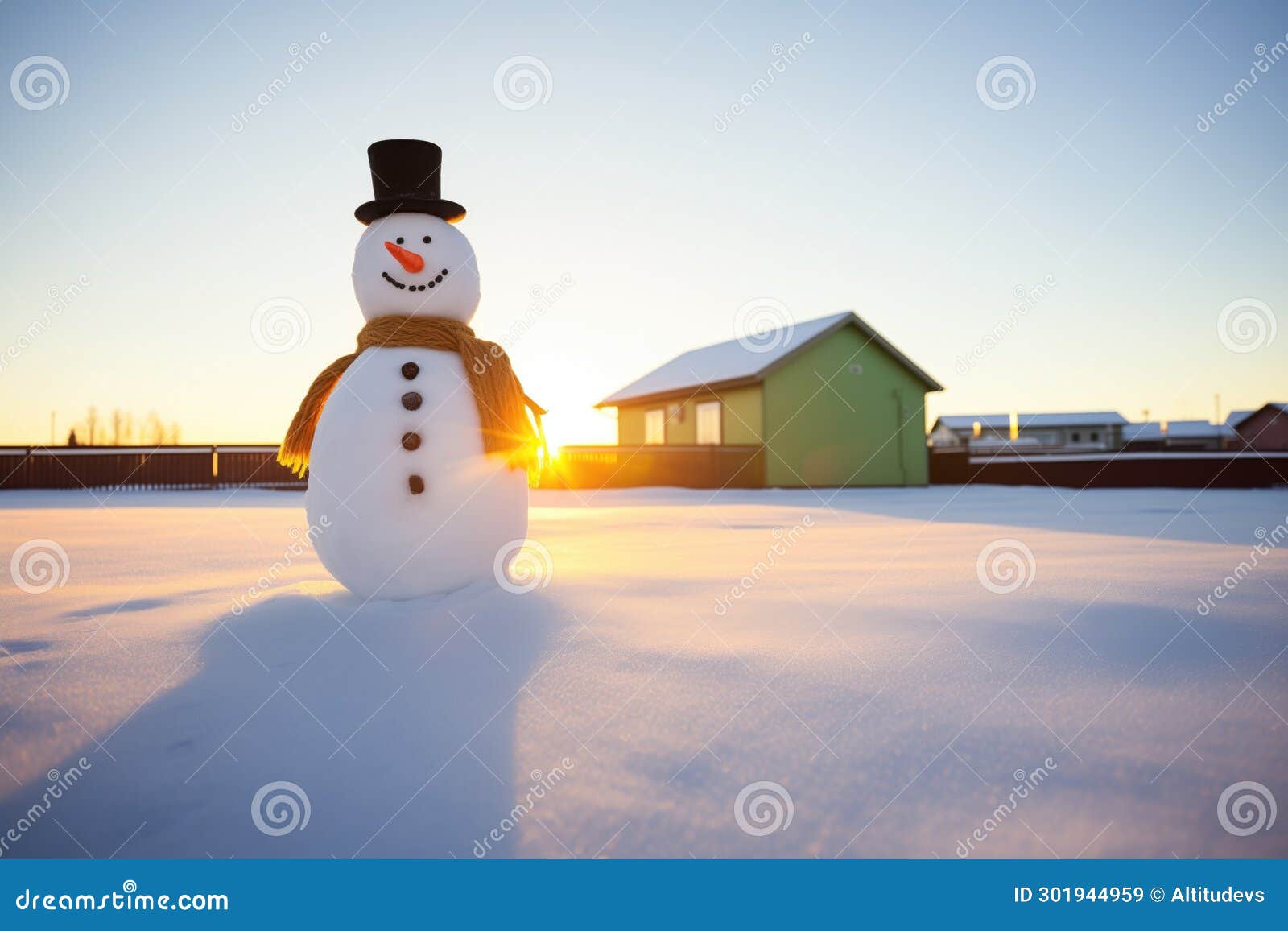 Dawn Light Casting Shadow Behind Snowman Stock Image - Image of ...