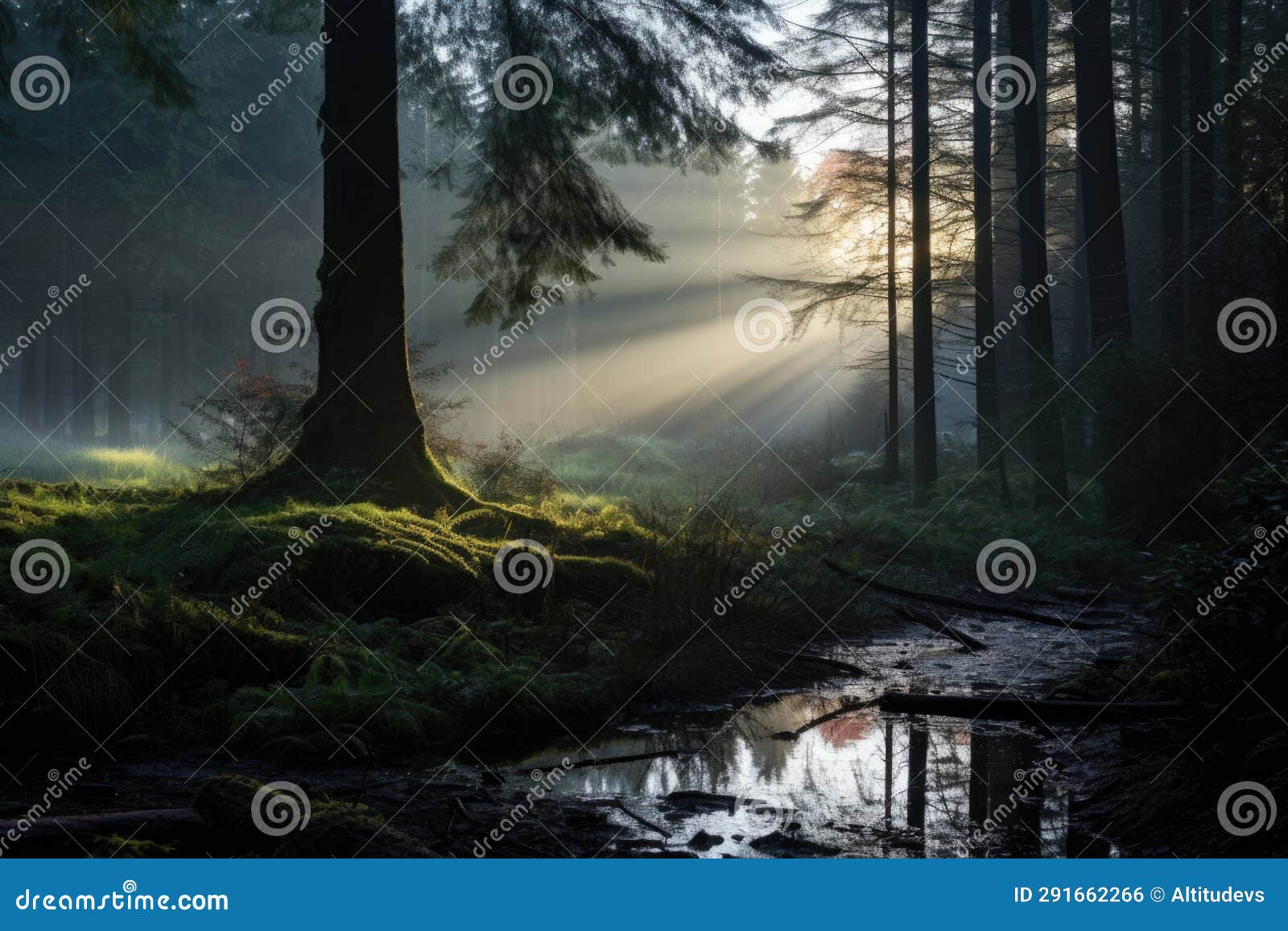 Dawn Light Spilling into a Forest Clearing Stock Photo - Image of ...