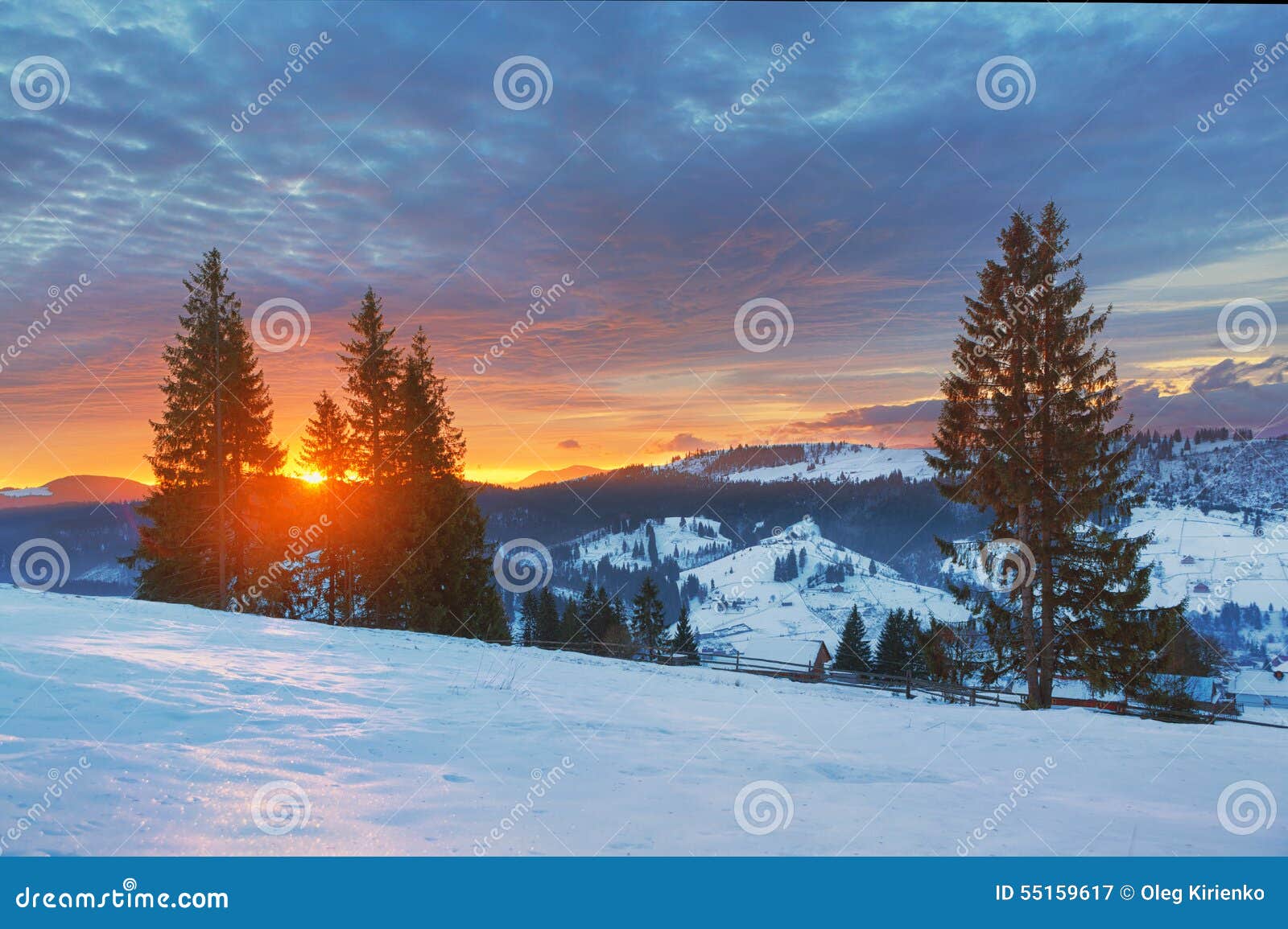 Dawn in mountains, winter stock image. Image of carpathians - 55159617