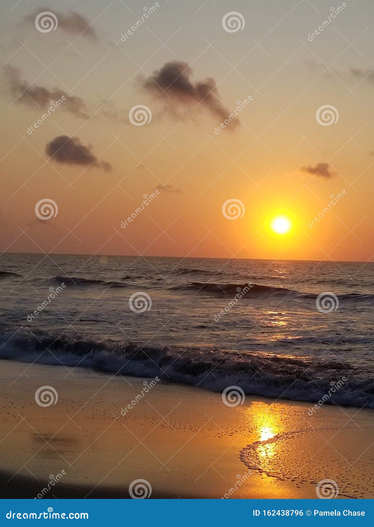 Dawn Ocean Reflection Beach Surf Ocean Clouds Sunrise Stock Photo ...