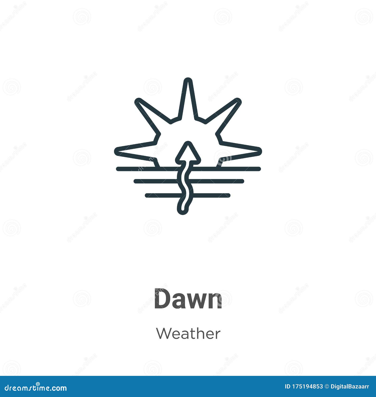 Dawn Outline Vector Icon. Thin Line Black Dawn Icon, Flat Vector Simple ...