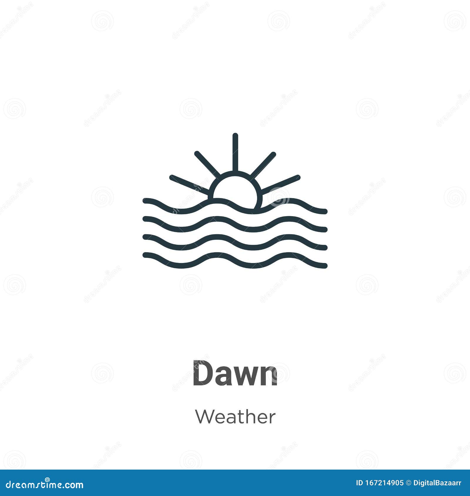 Dawn Outline Vector Icon. Thin Line Black Dawn Icon, Flat Vector Simple ...