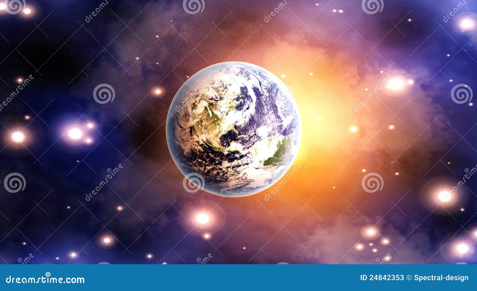 Dawn over the Globe stock illustration. Illustration of evening - 24842353