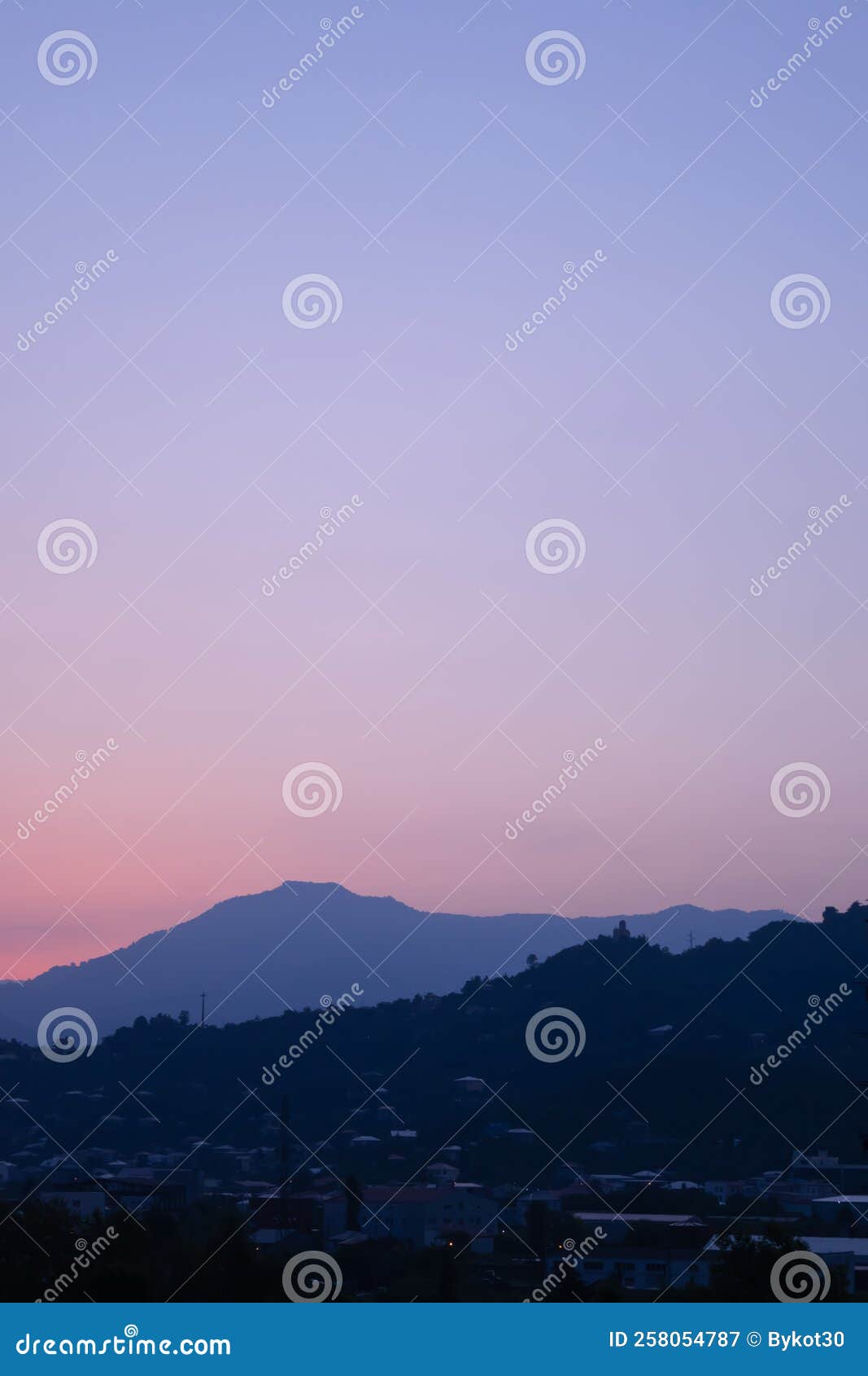 Dawn Over the Mountains. Purple Sky. Morning Twilight Stock Image ...