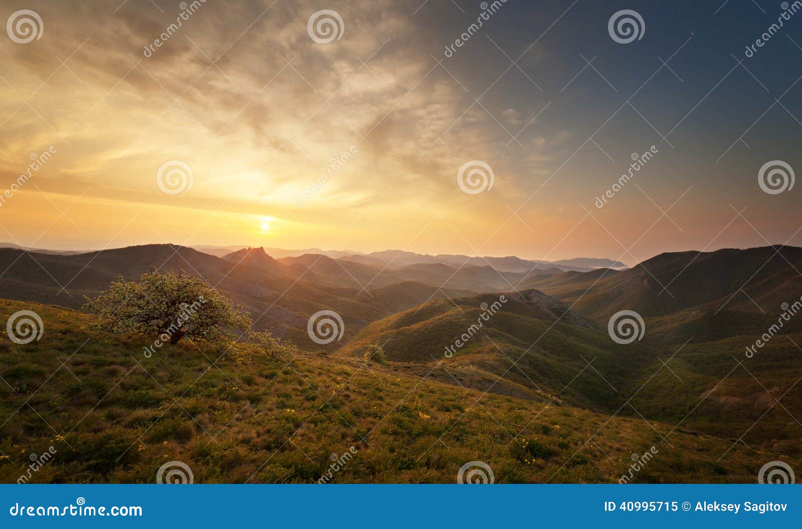 Dawn Over the Mountains with Clouds Stock Image - Image of dusk, peak ...