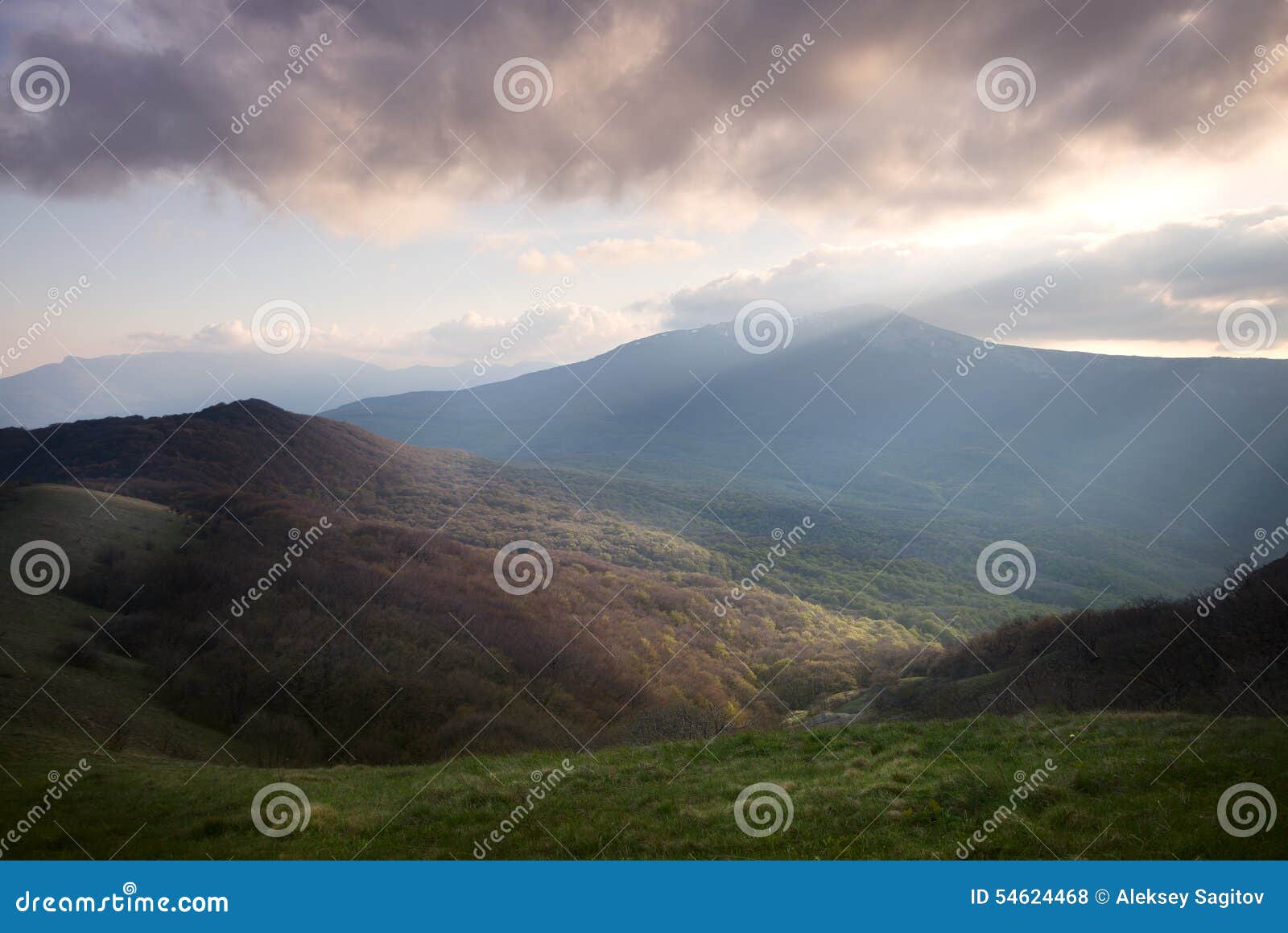 Dawn Over the Mountains with Clouds Stock Photo - Image of inspiration ...