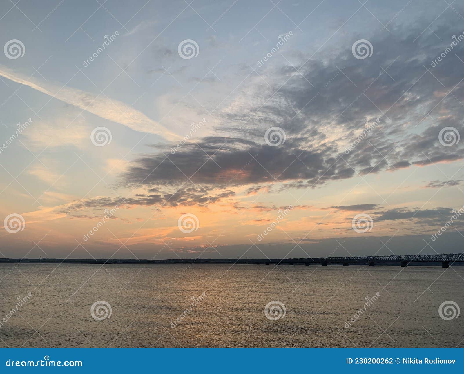 Dawn over the river stock photo. Image of scenic, orange - 230200262