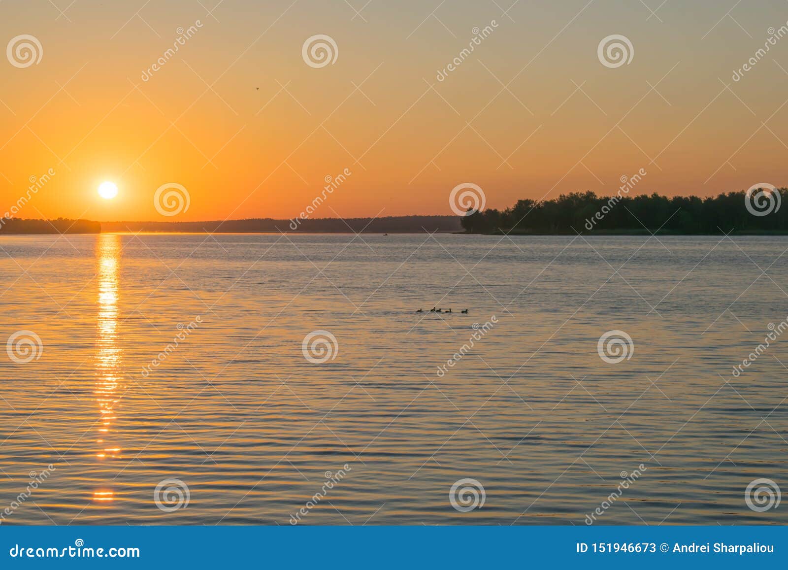 Dawn of the Red Sun on the River Stock Image - Image of morning, rural ...