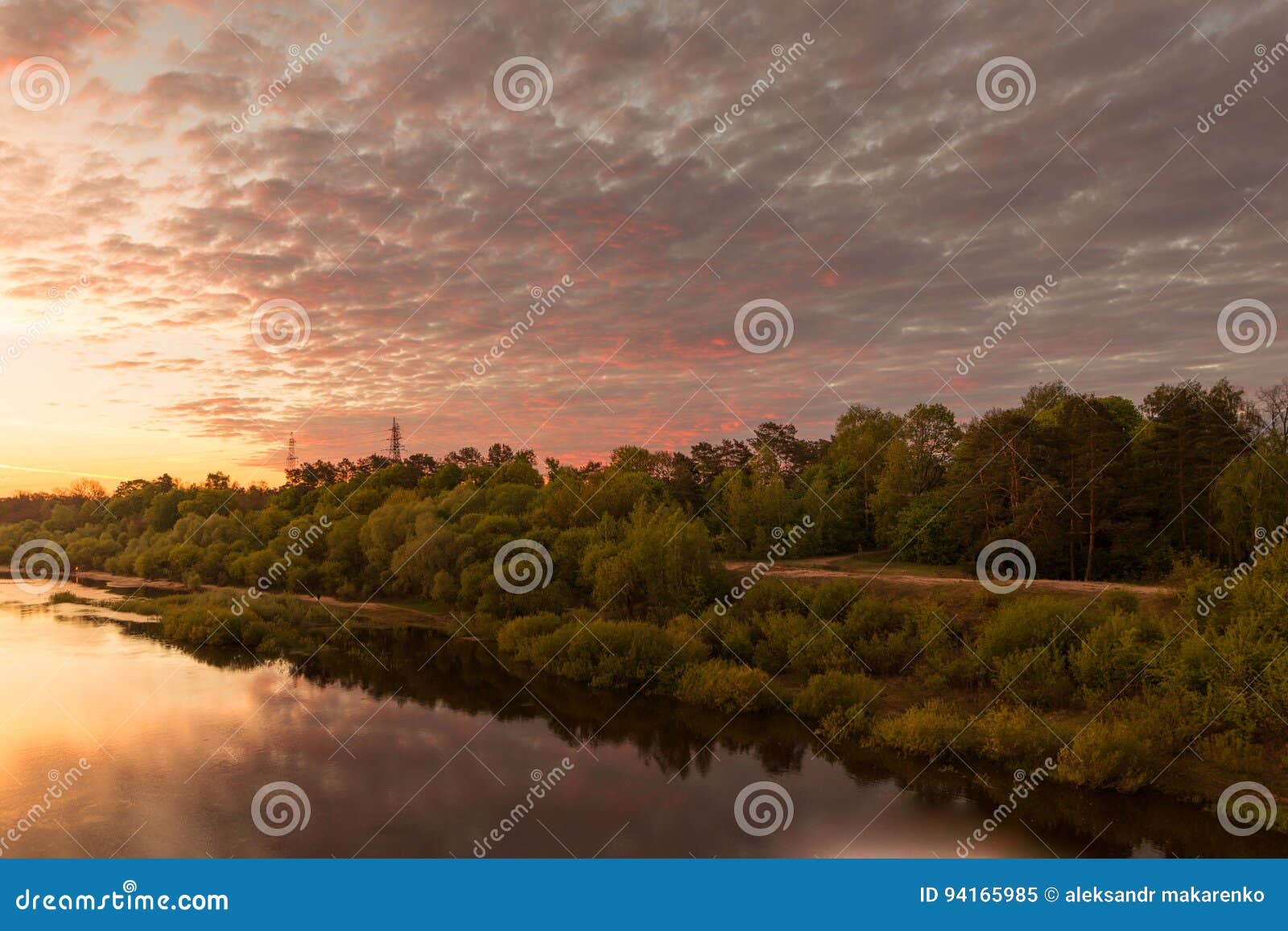 Dawn on the river stock image. Image of district, cloud - 94165985