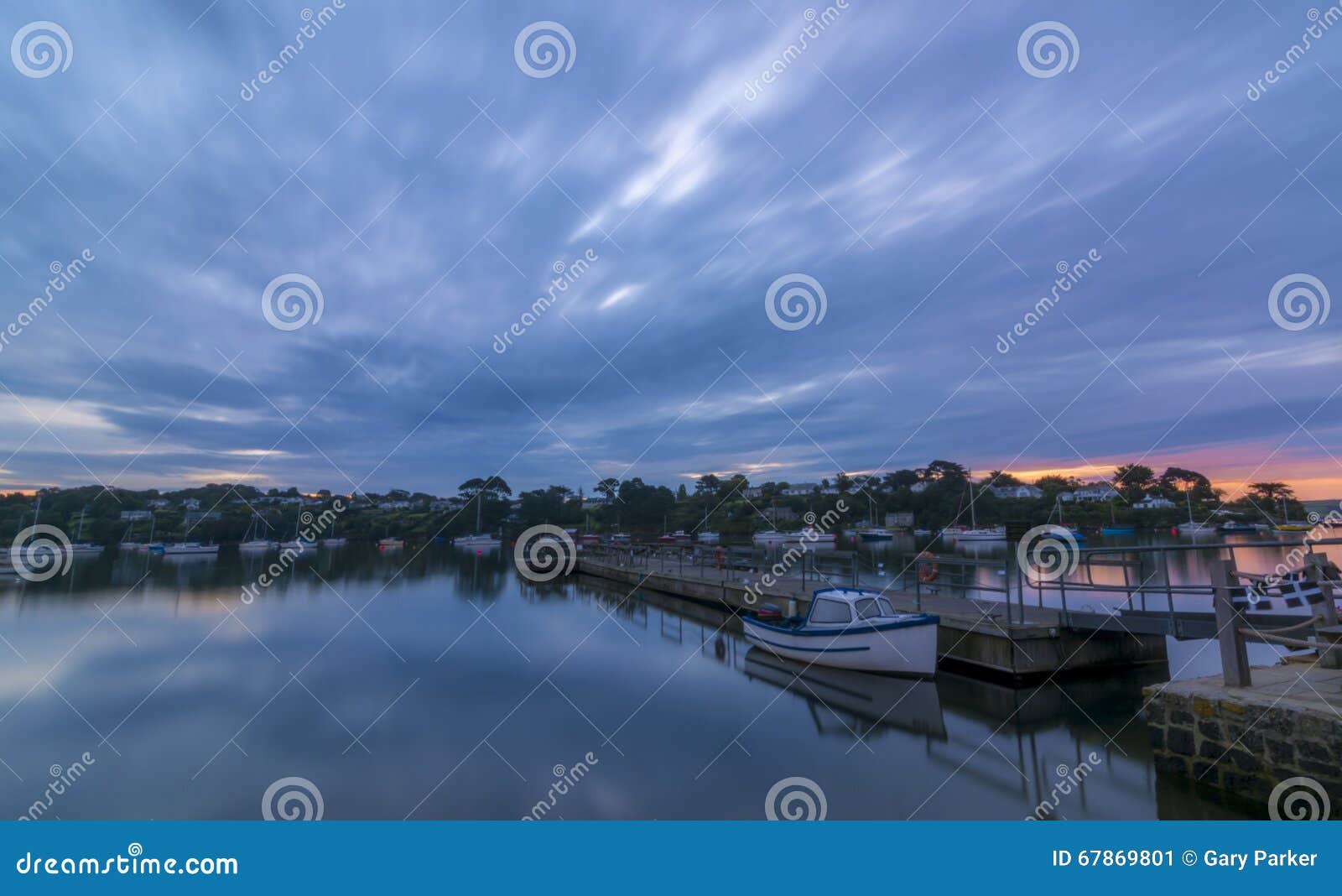 Dawn on the River Fal in Cornwall, England Stock Image - Image of ...