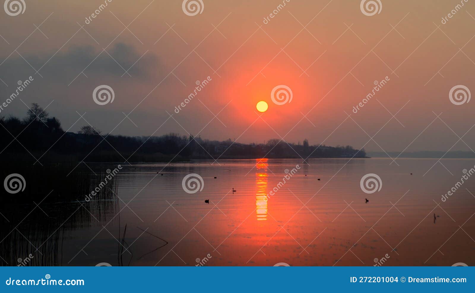 Dawn on the River Red-pink Sky and Reflection Stock Photo - Image of ...