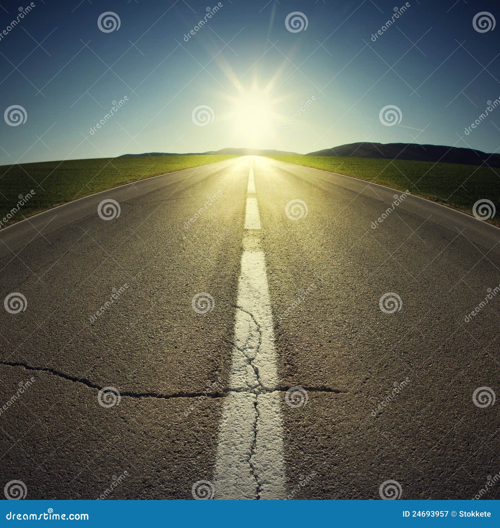 Dawn on the road stock image. Image of direction, future - 24693957