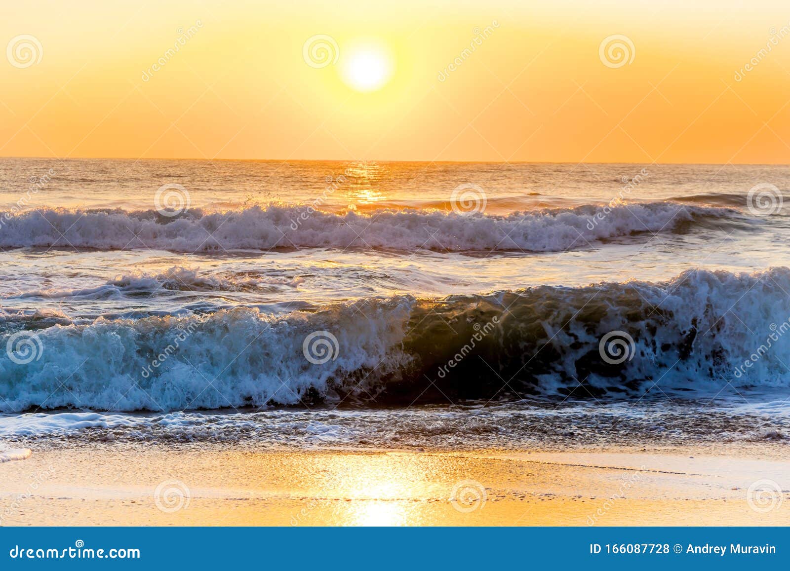 Dawn by the sea stock photo. Image of beach, sunlight - 166087728