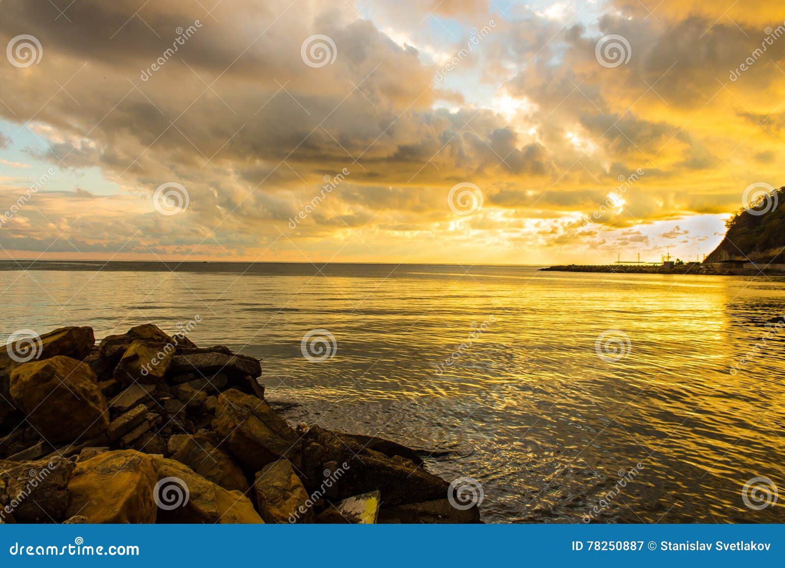 Dawn at sea stock image. Image of golden, horizon, light - 78250887