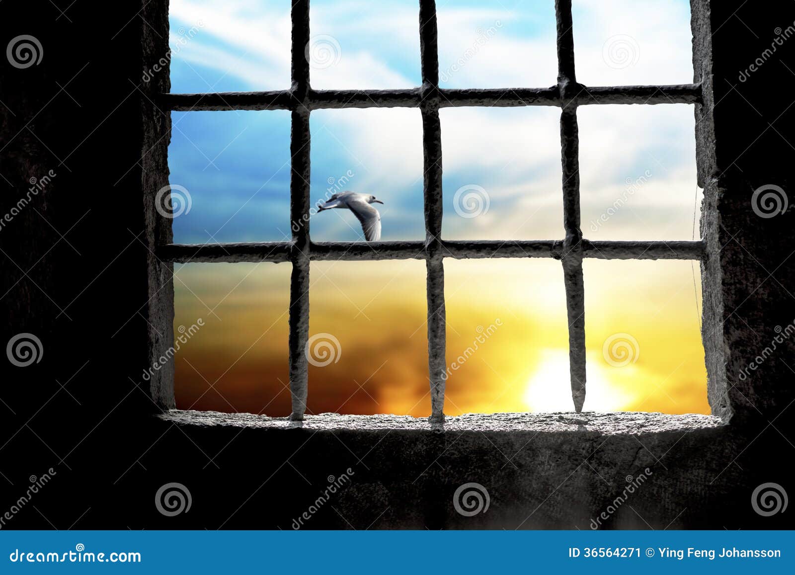 Dawn Seen through Prison Window Stock Image - Image of bright, dawning ...