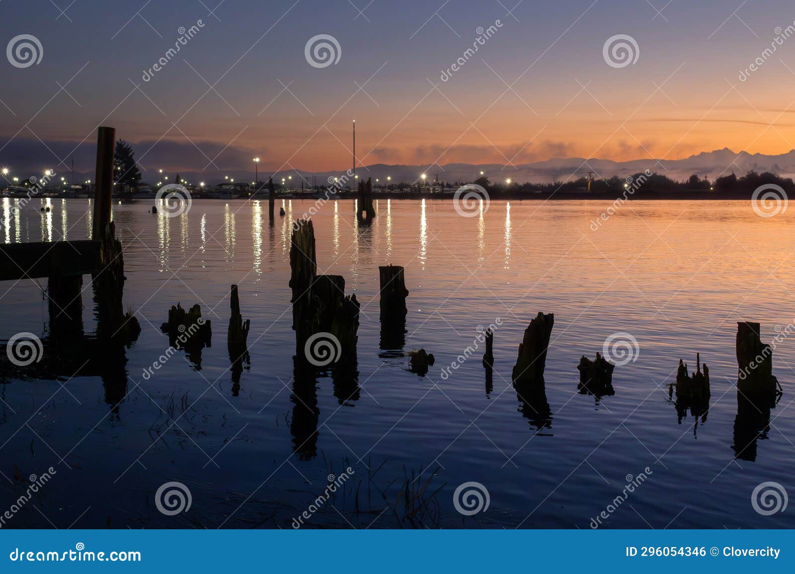Dawn on the Snohomish River Delta Stock Photo - Image of tranquil ...
