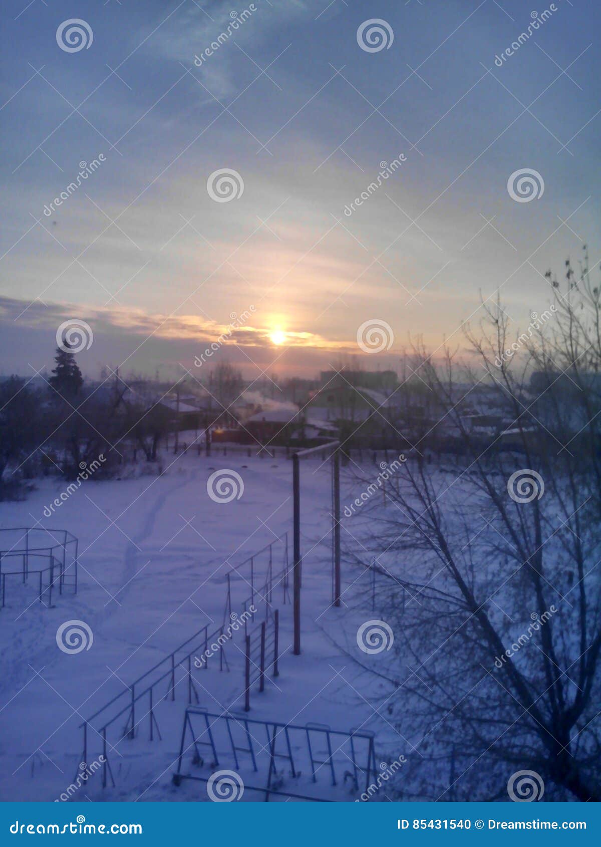 Dawn stock photo. Image of sunup, dawn, snowy, schoolyard - 85431540