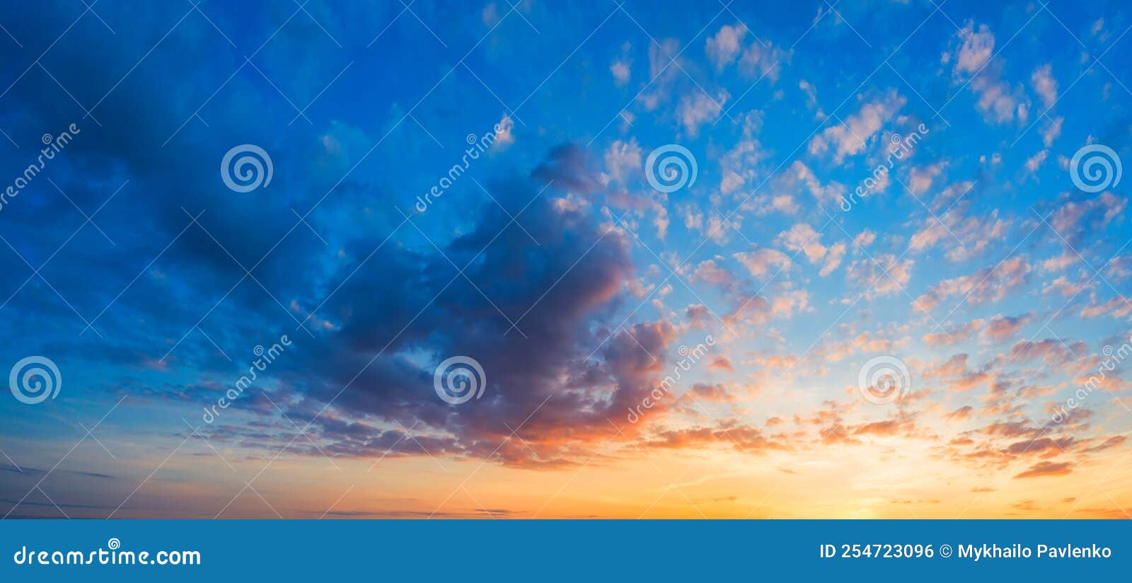 Dawn or Sunset. Pink Clouds on the Background of the Blue Sky Stock ...