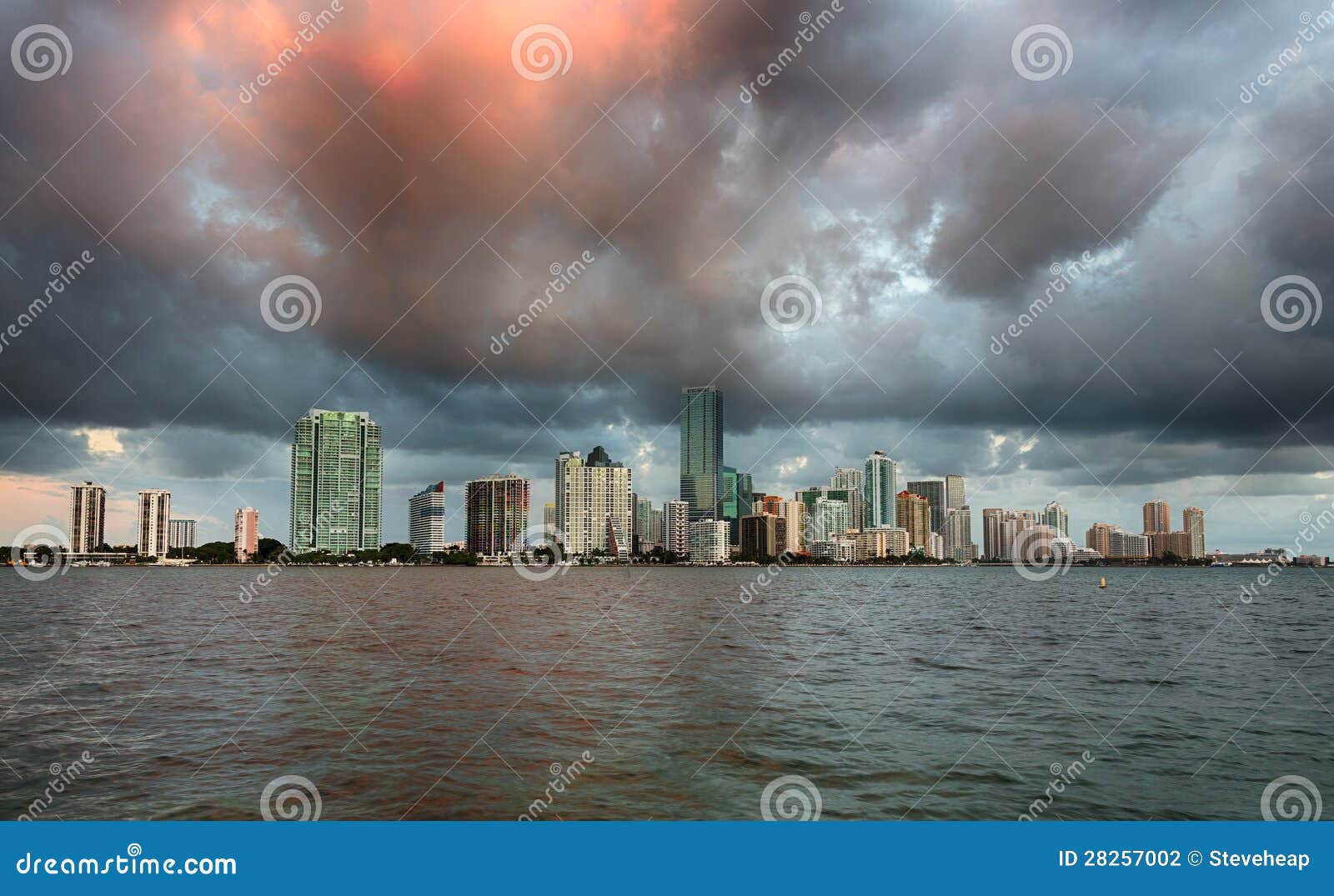 Dawn View Of Miami Skyline Stock Photography | CartoonDealer.com #28257002