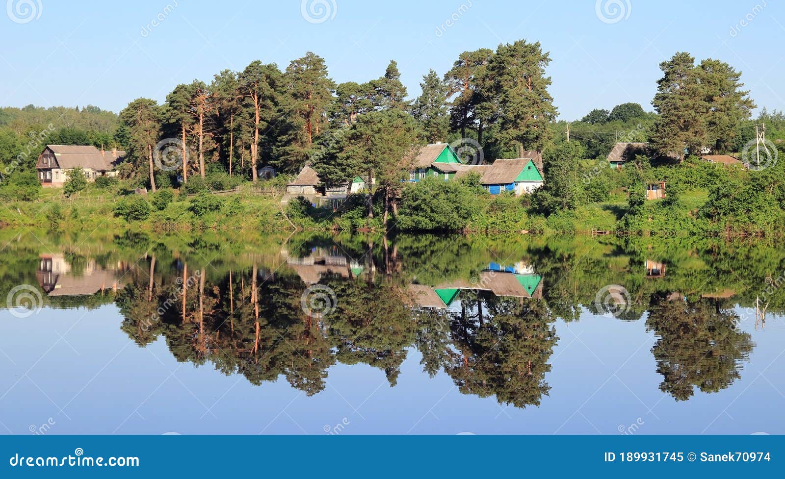 Dawn in the village stock image. Image of natural, river - 189931745