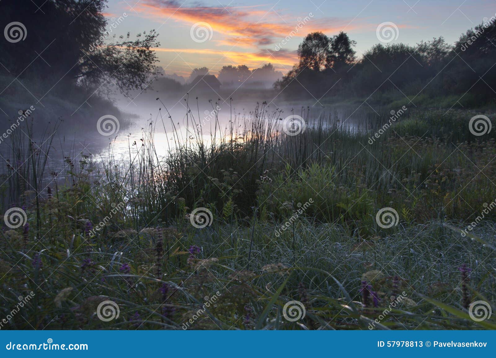 Dawn in the village stock image. Image of pink, house - 57978813