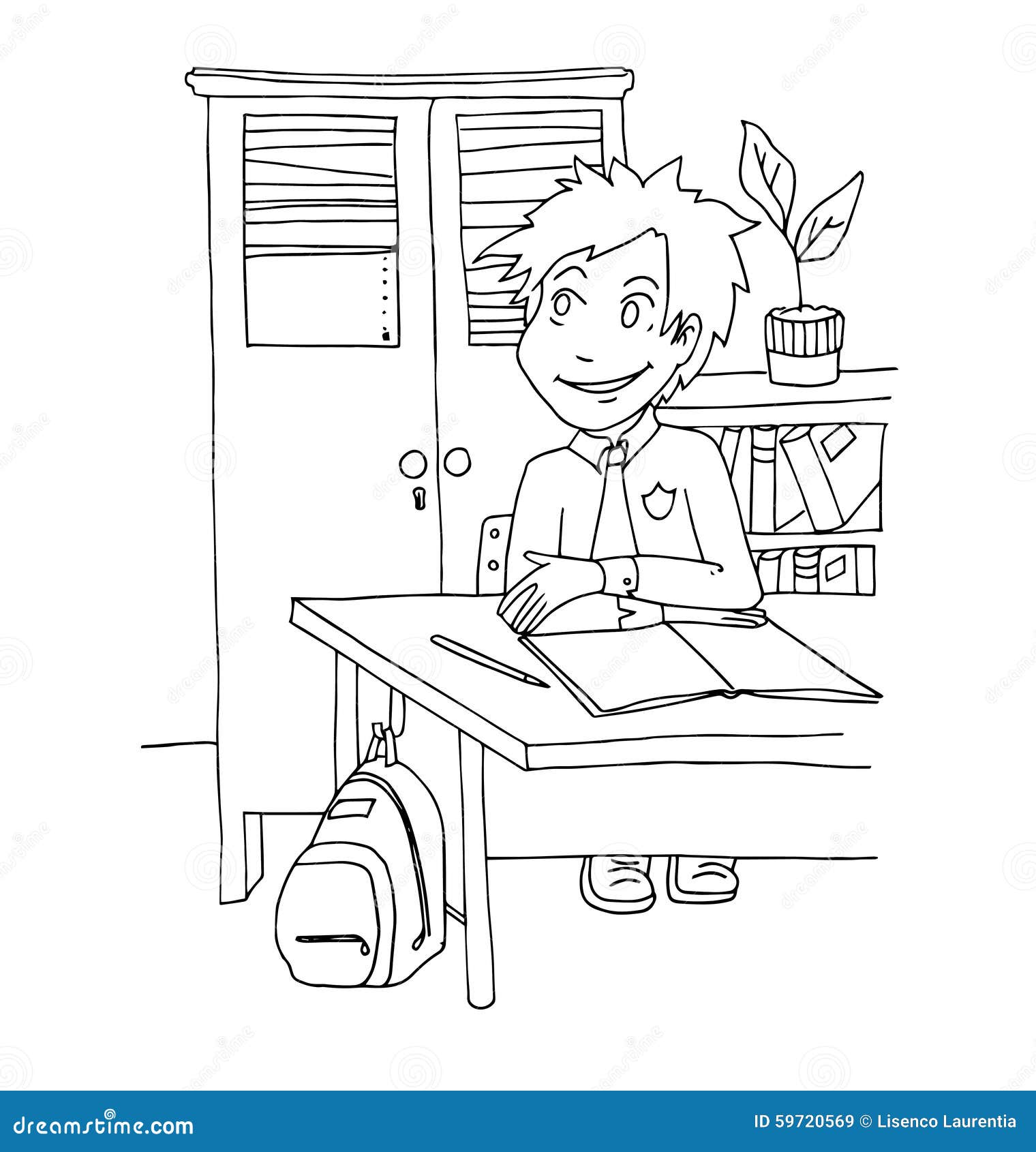 The Daily Day For Boy Student For Coloring Vector Illustration ...