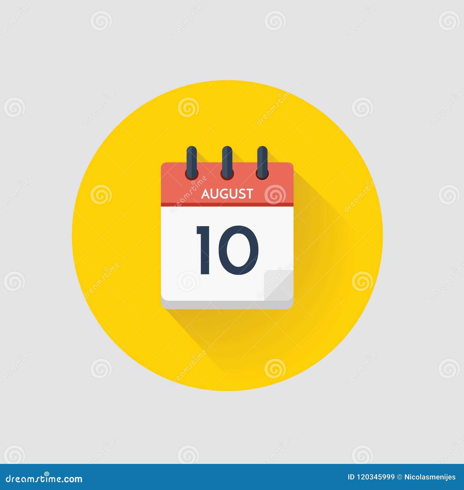 Day Calendar with Date August 10. Stock Vector - Illustration of event ...