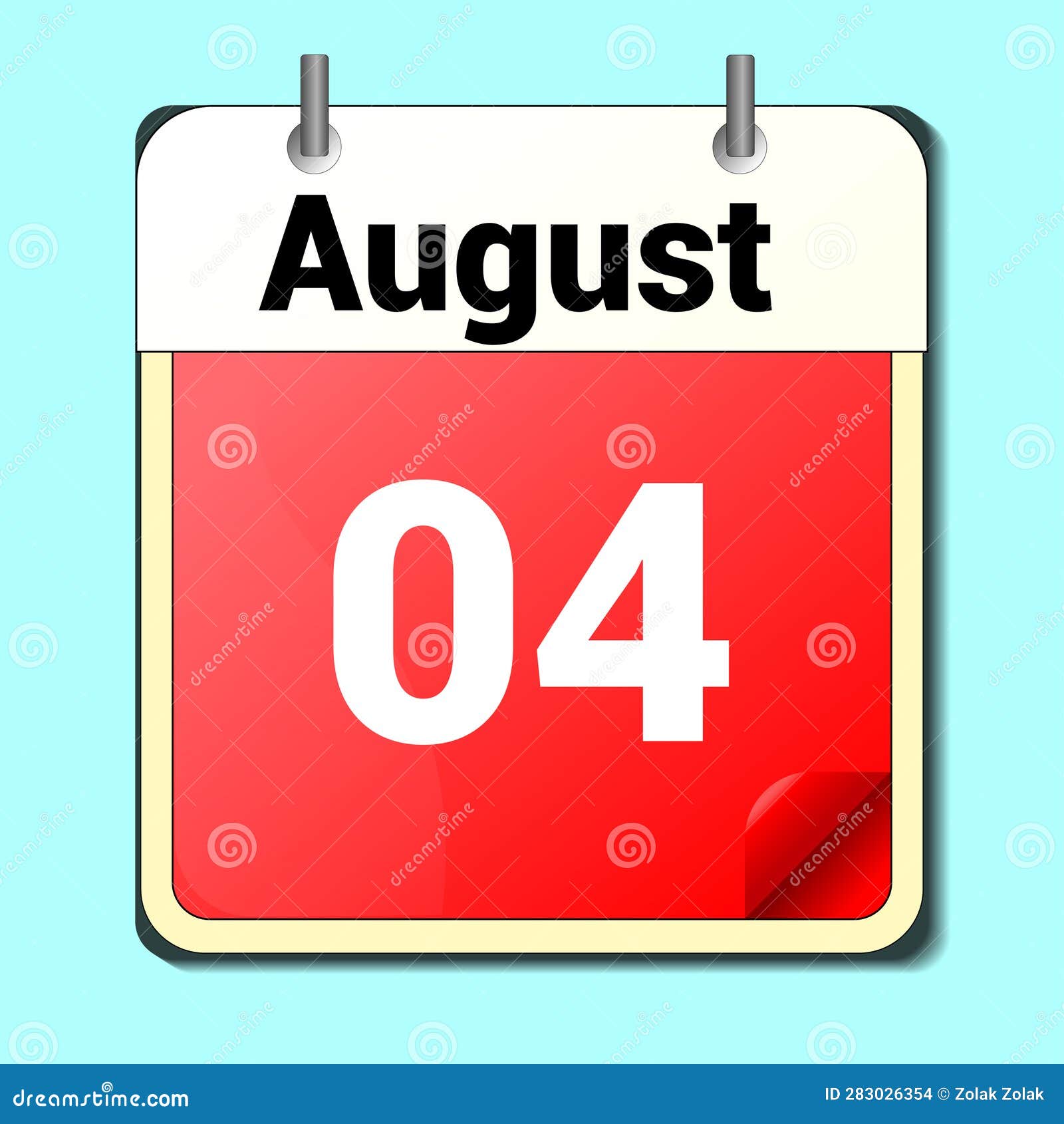 Day on the Calendar, Vector Image Format, August 4 Stock Vector ...