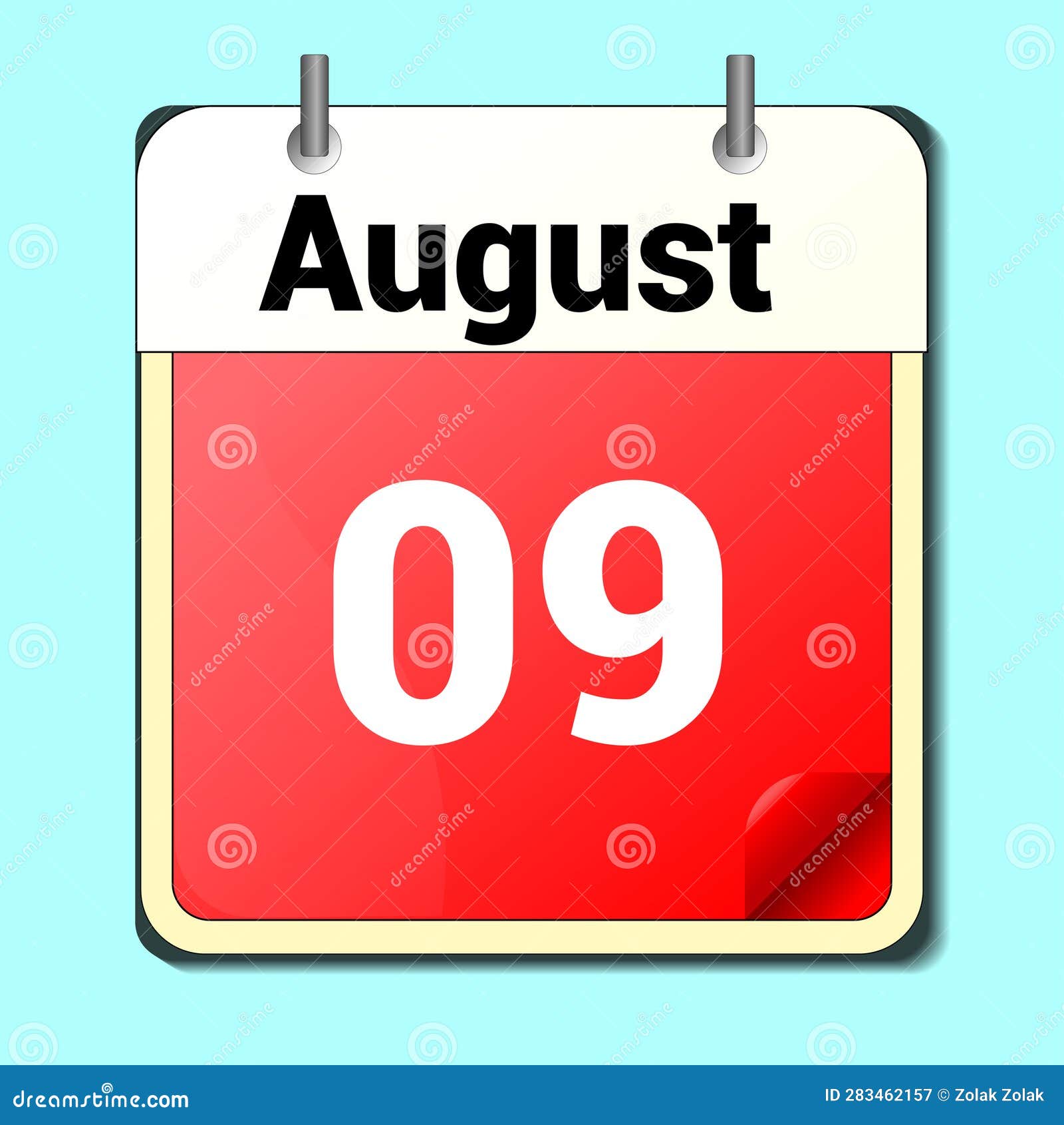Day on the Calendar, Vector Image Format, August 9 Stock Vector ...