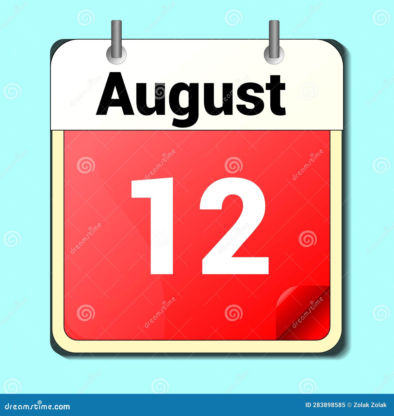 Day on the Calendar, Vector Image Format, August 12 Stock Vector ...