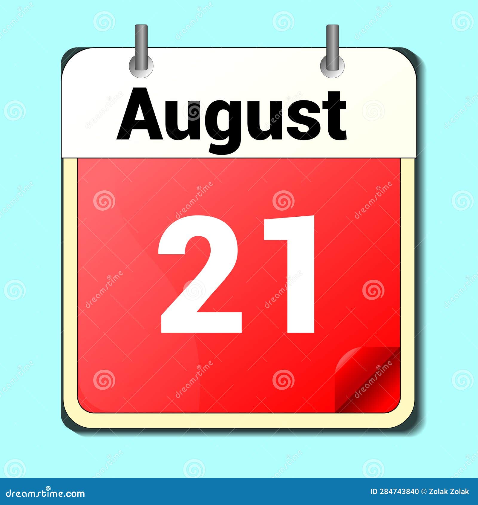 Day on the Calendar, Vector Image Format, August 21 Stock Vector ...