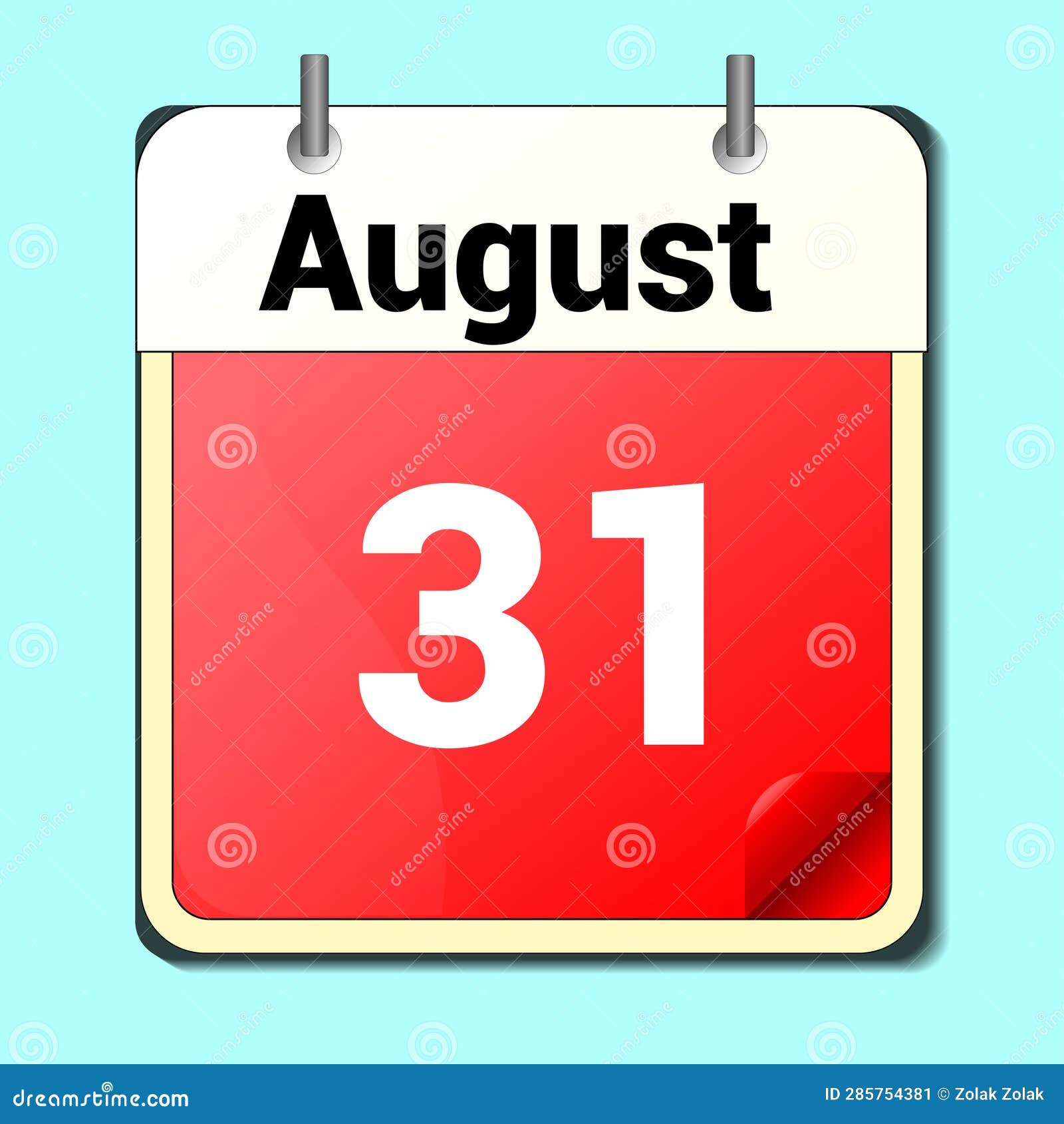 Day on the Calendar, Vector Image Format, August 31. Stock Illustration ...