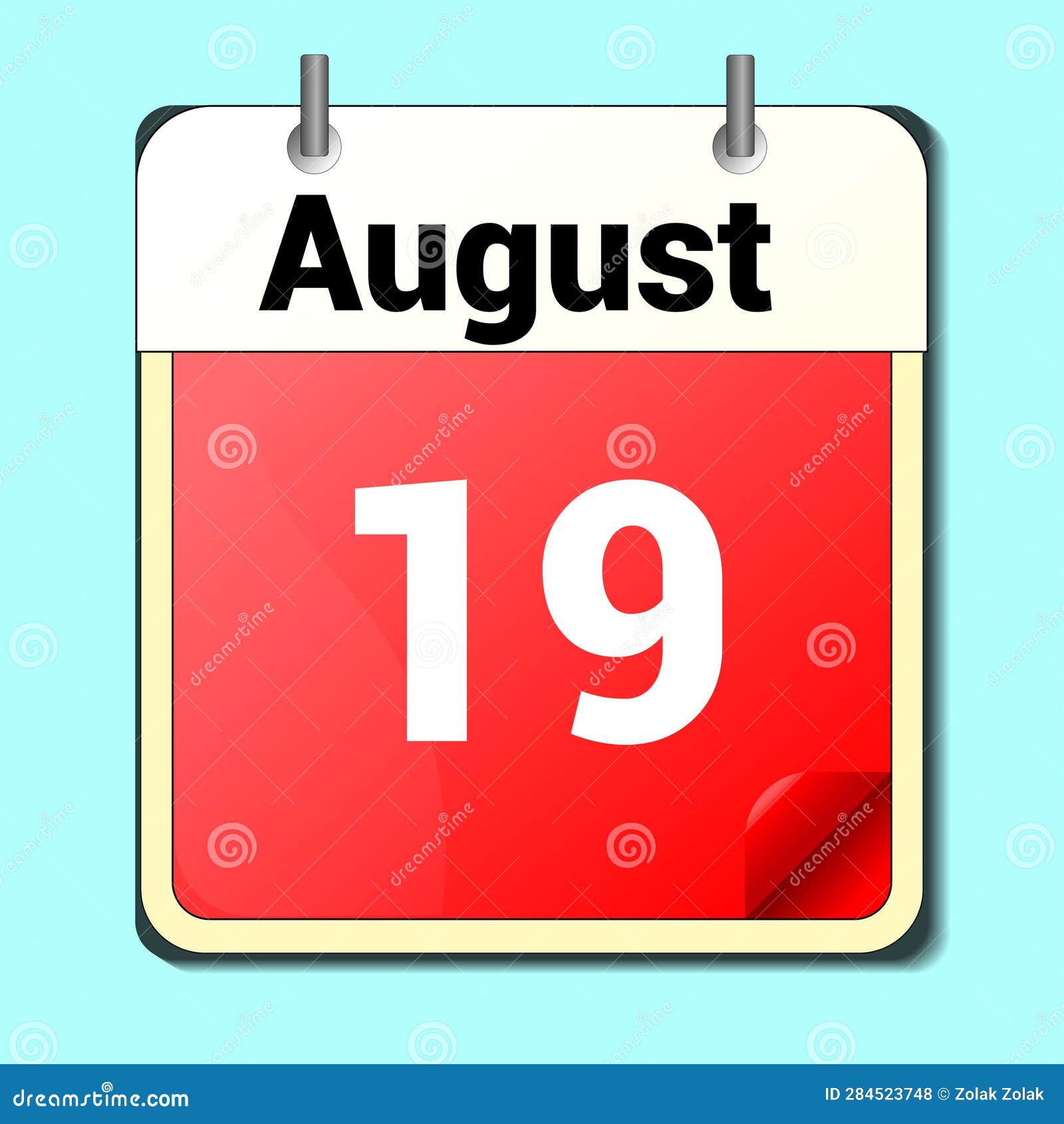 Day on the Calendar, Vector Image Format, August 19 Stock Illustration ...