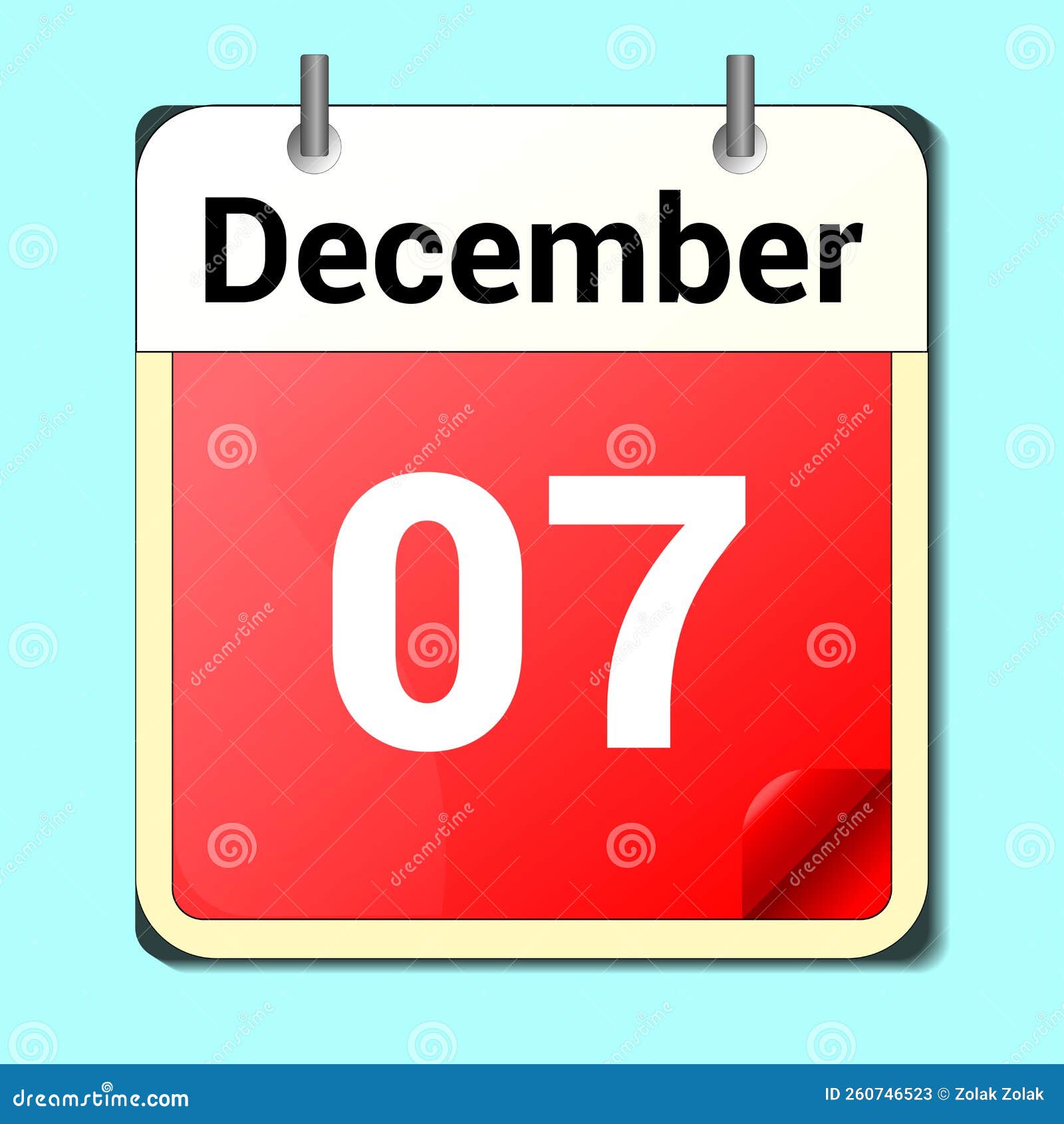Day on the Calendar, Vector Image Format, December 7 Stock Vector ...