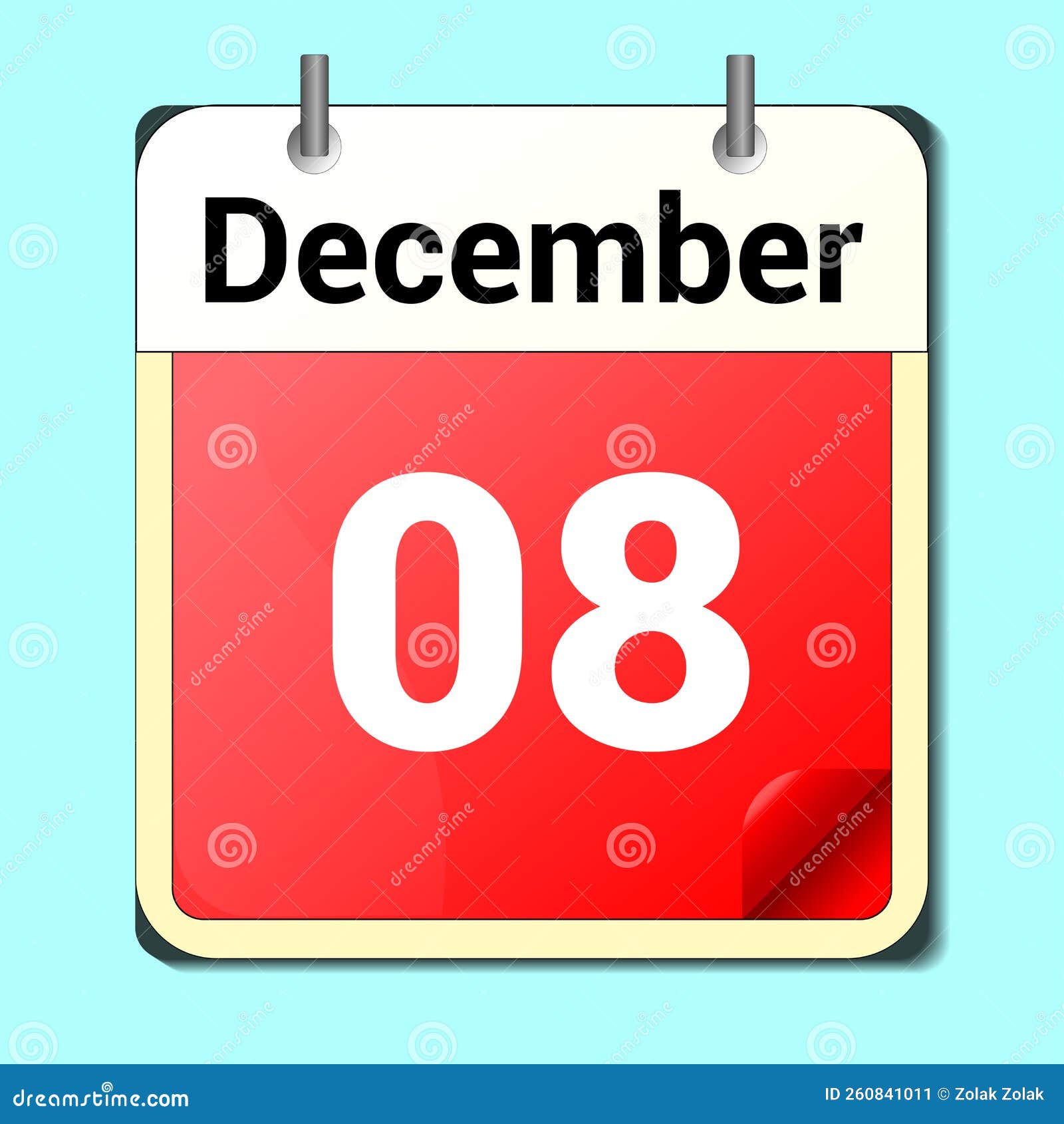 Day on the Calendar, Vector Image Format, December 8 Stock Vector ...
