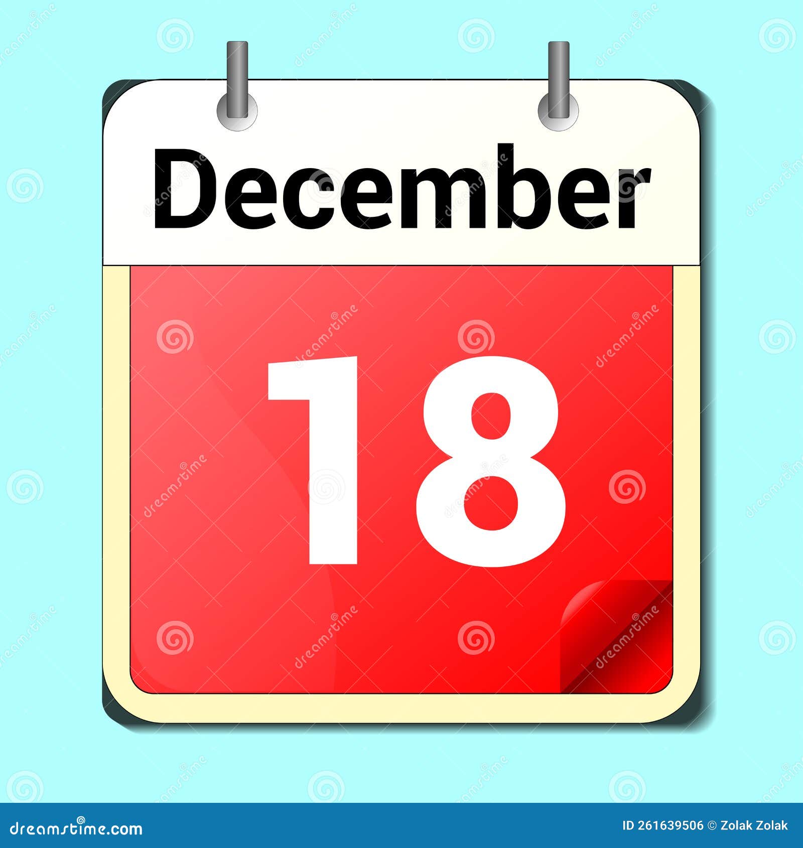 Day on the Calendar, Vector Image Format, December 18 Stock Vector ...