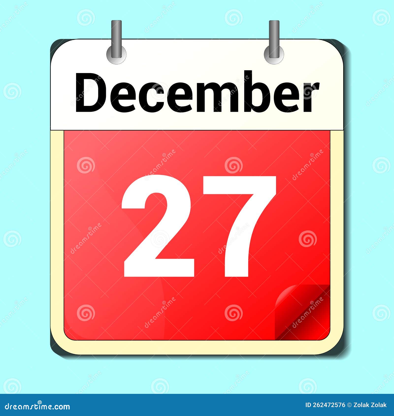 Day on the Calendar, Vector Image Format, December 27 Stock Vector ...