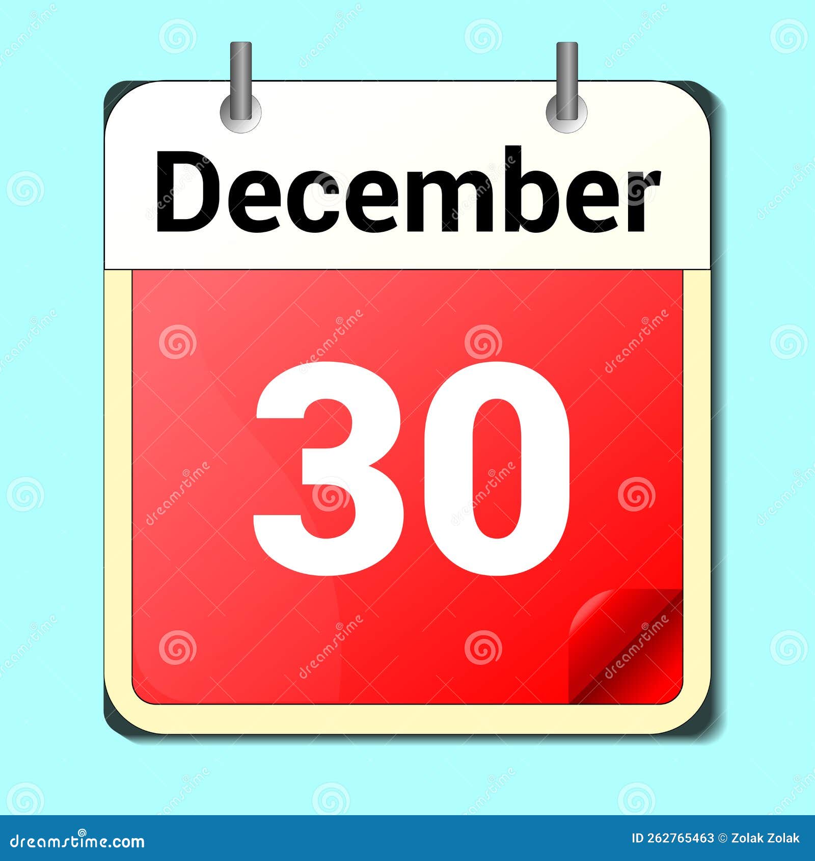 Day on the Calendar, Vector Image Format, December 30 Stock Vector ...