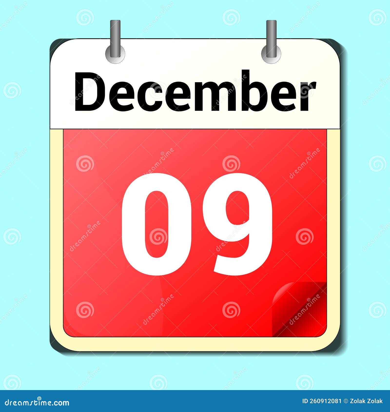 Day on the Calendar, Vector Image Format, December 9 Stock Vector ... Day on the Calendar, Vector Image Format, December 9 Stock Vector ...