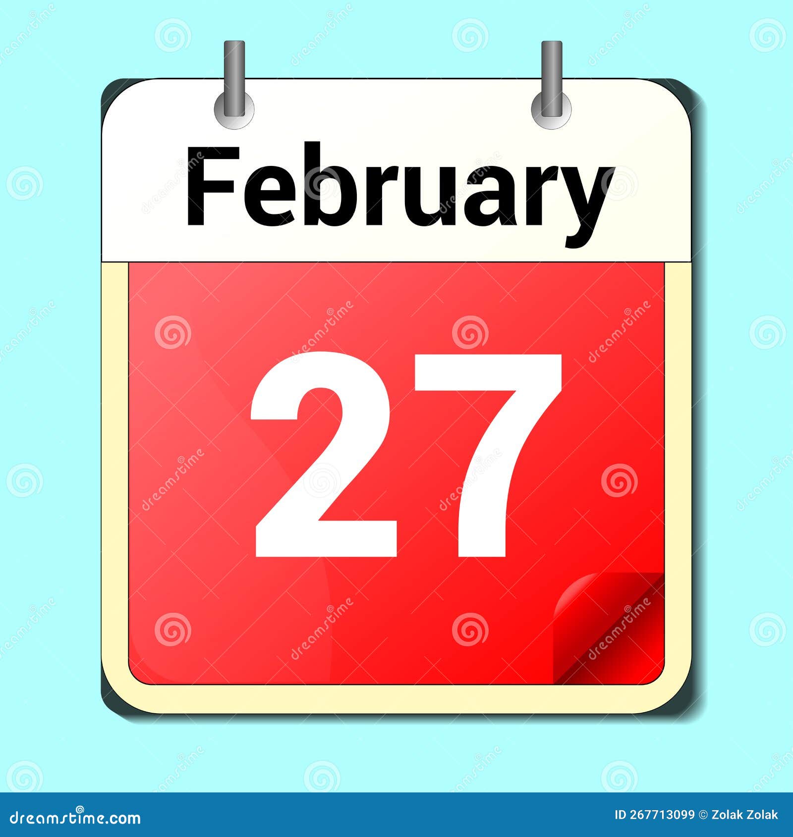 Day on the Calendar, Vector Image Format, February 27 Stock Vector ...
