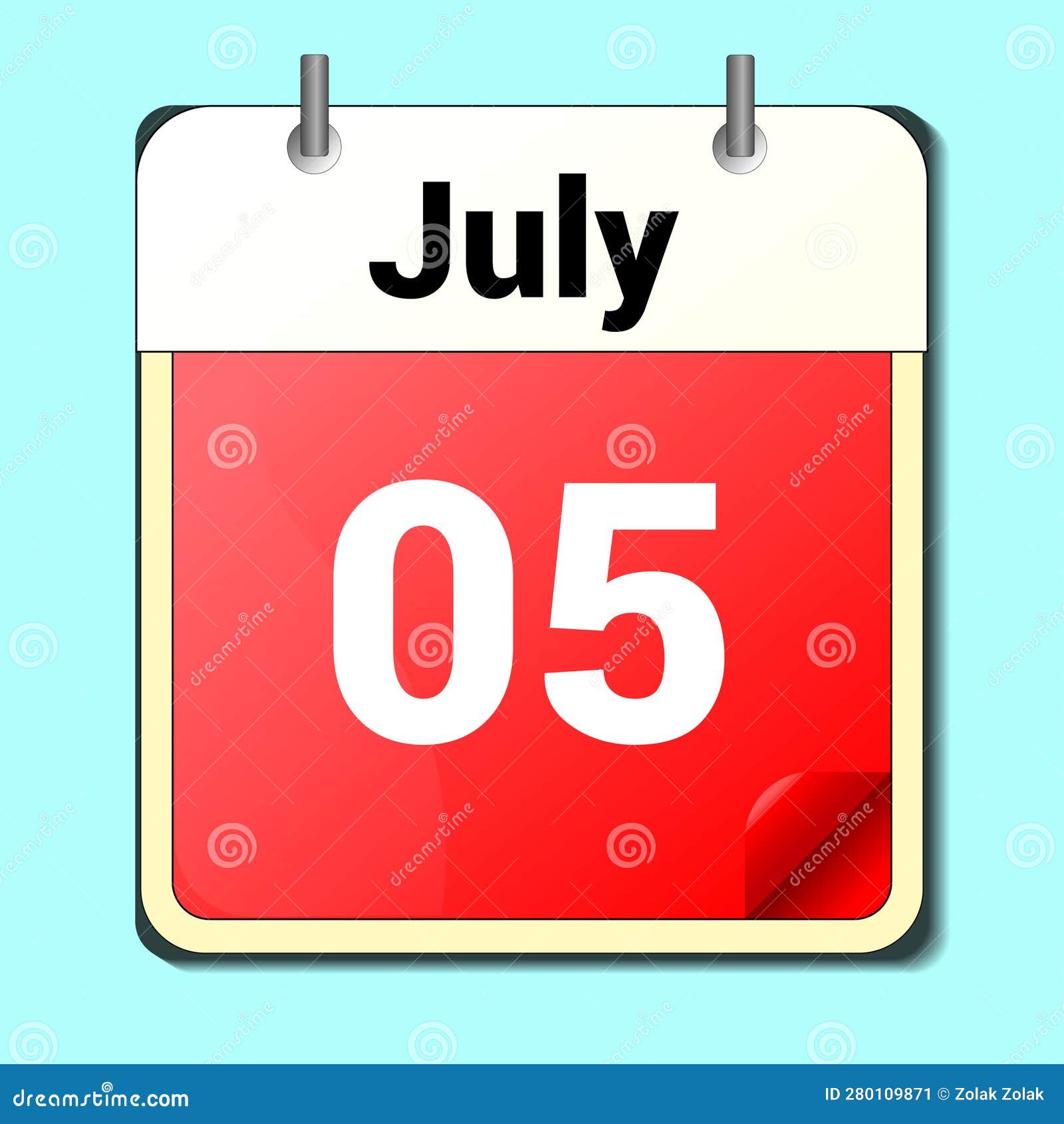 Day on the Calendar, Vector Image Format, JULY 5 Stock Vector ...