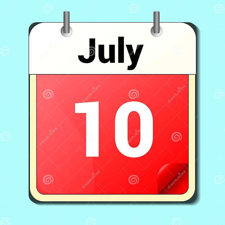 Day on the Calendar, Vector Image Format, JULY 10 Stock Vector ...