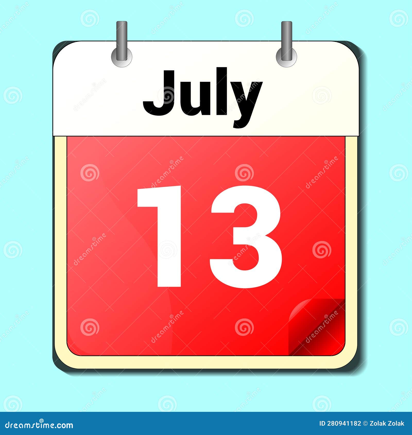 Day on the Calendar, Vector Image Format, JULY 13 Stock Vector ...