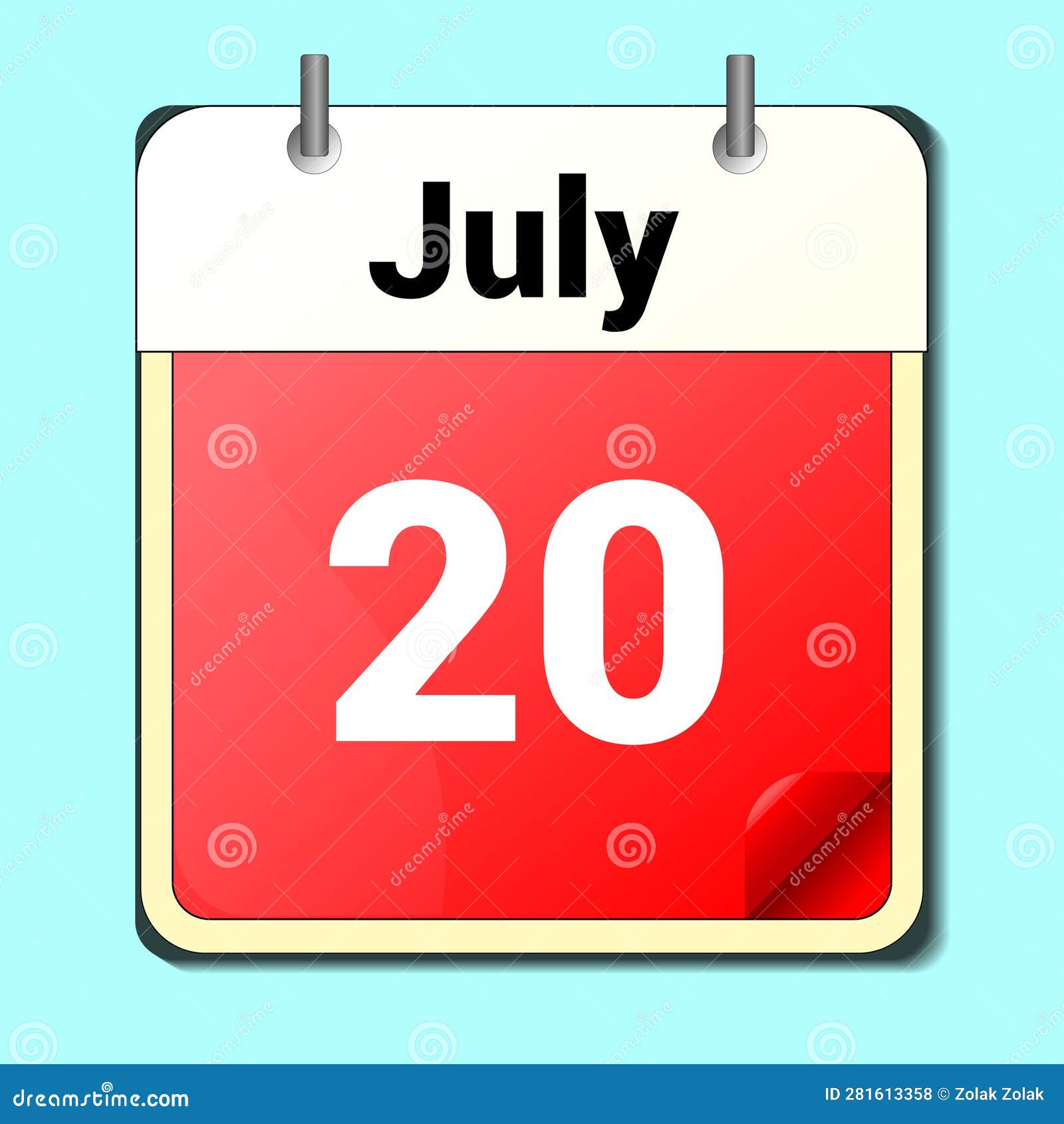 Day on the Calendar, Vector Image Format, JULY 20 Stock Vector ...