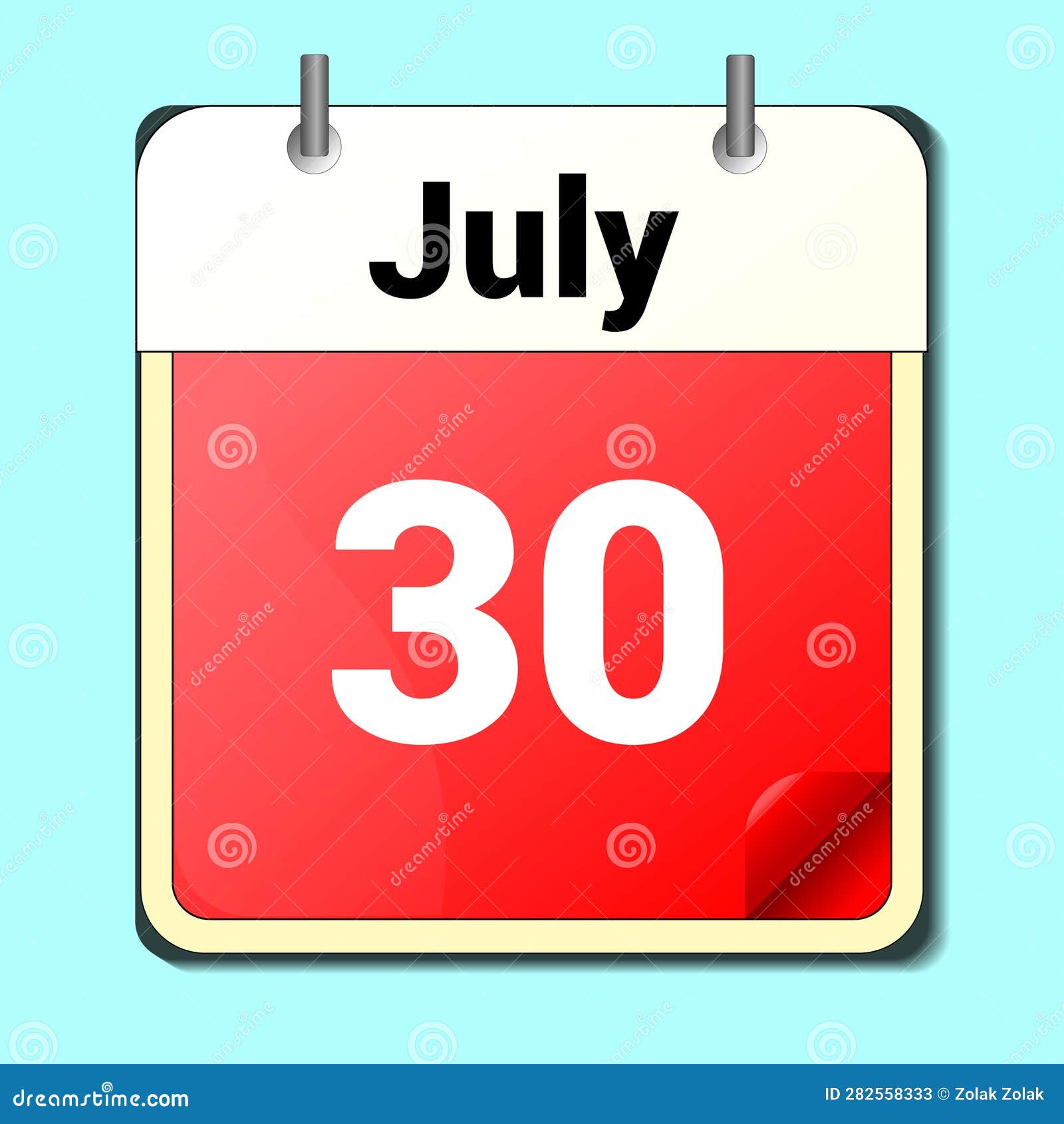 Day on the Calendar, Vector Image Format, JULY 30 Stock Vector ...
