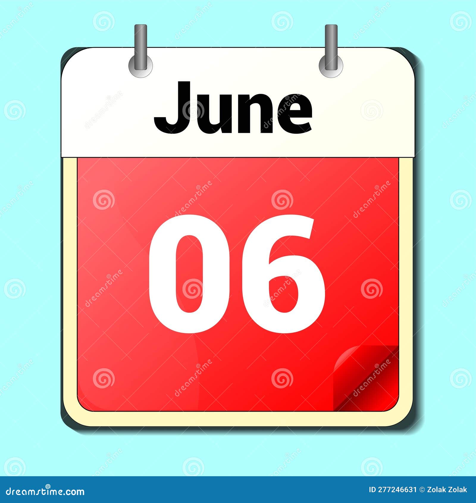 Day on the Calendar, Vector Image Format, June 6 Stock Vector ...