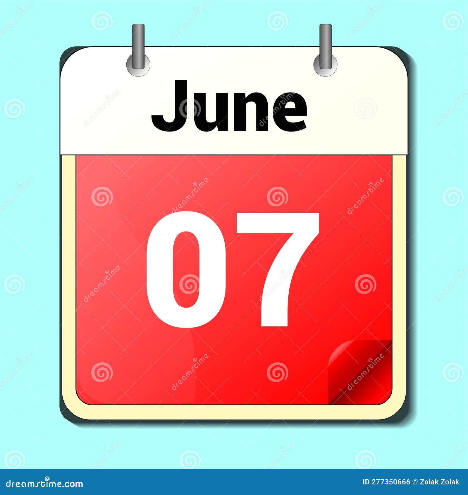 Day on the Calendar, Vector Image Format, June 7 Stock Vector ...